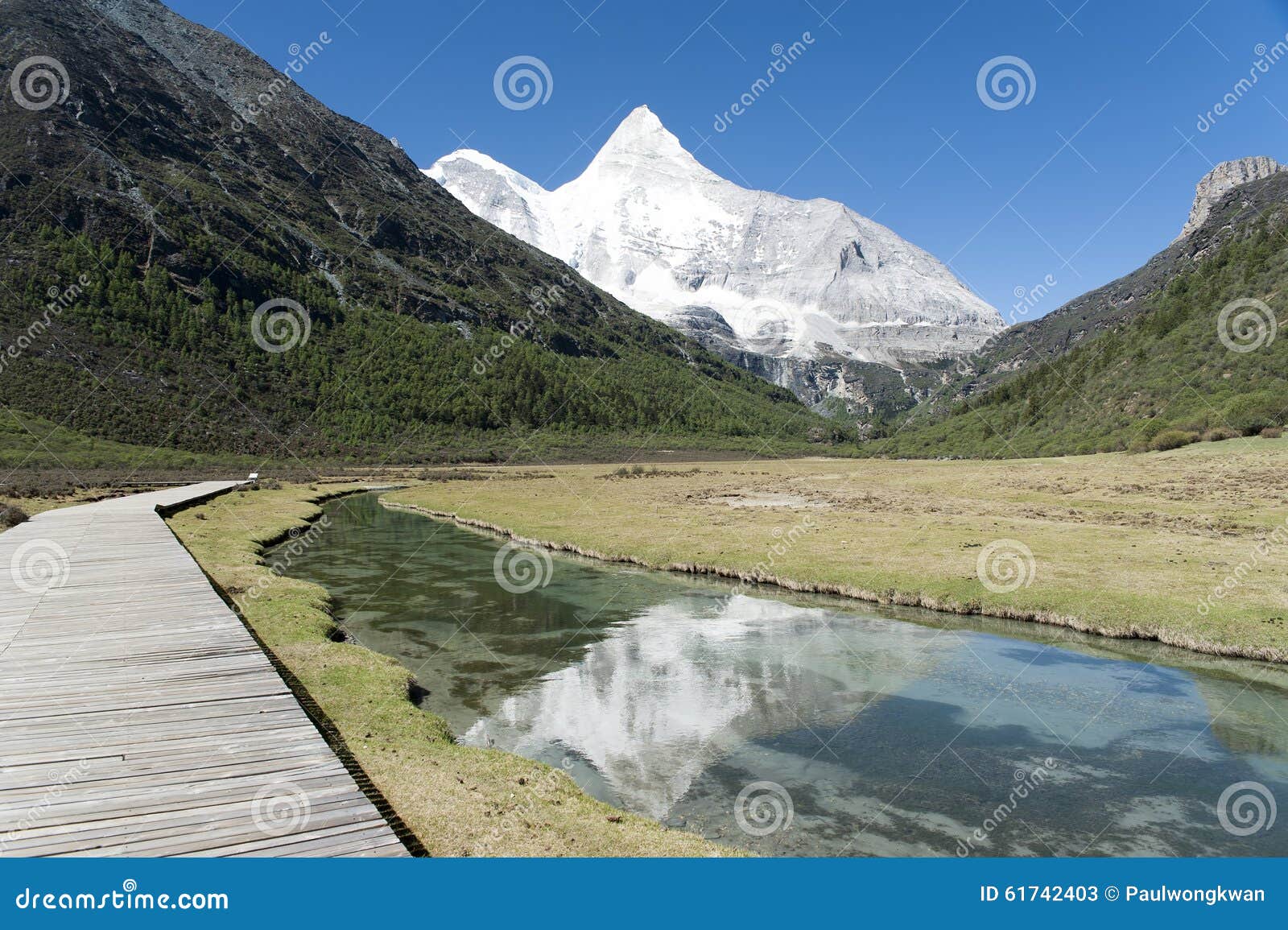 Tibet Snow Mountain with River Stock Image - Image of asia, scene: 61742403