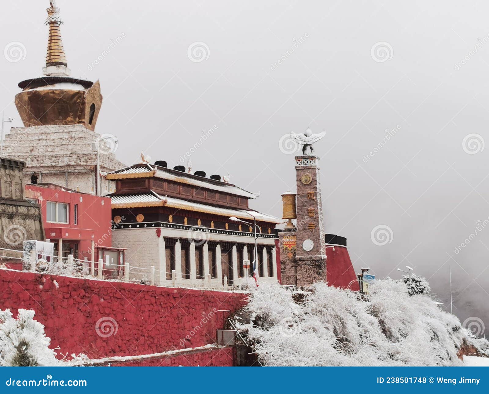Tibet temple with snow stock photo. Image of architecture - 238501748