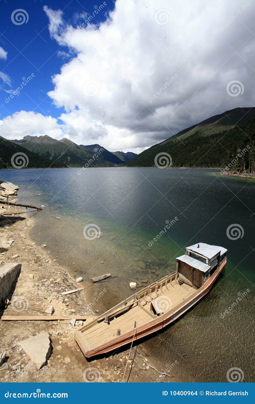 Tibetan Boat stock photo. Image of mountains, reservoir - 10400964