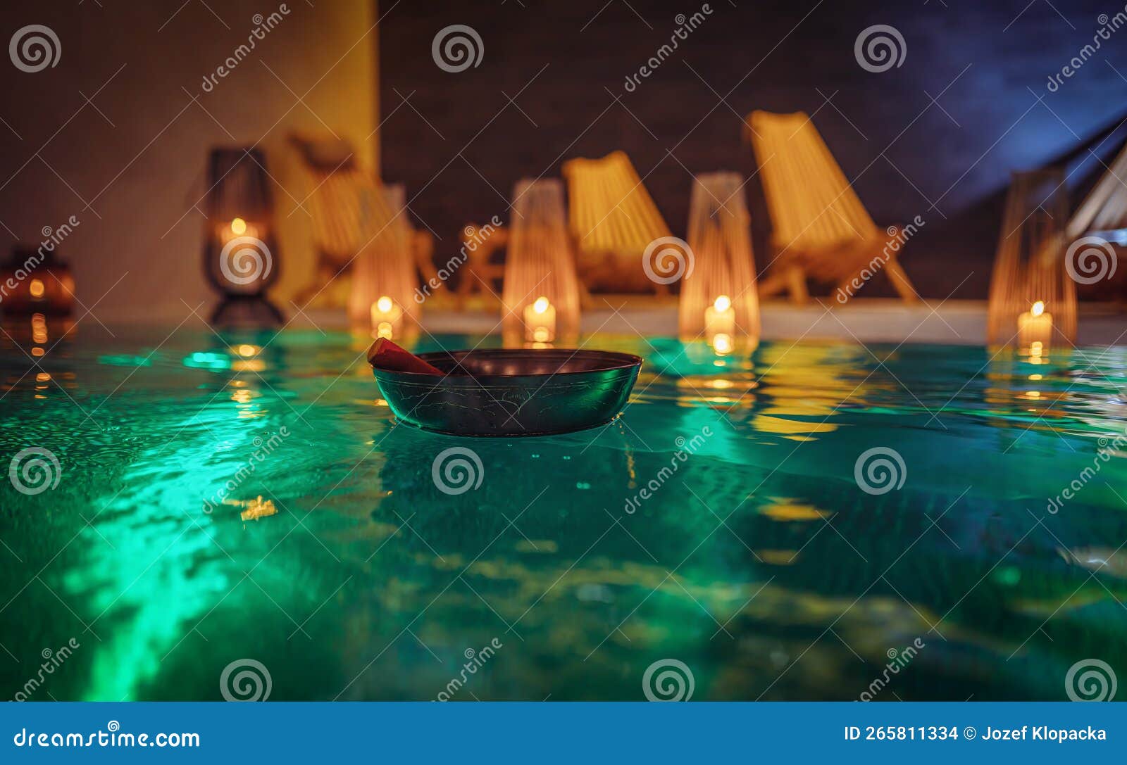 Tibetan Bowl on the Surface of the Pool. Water Relaxation and Deep ...