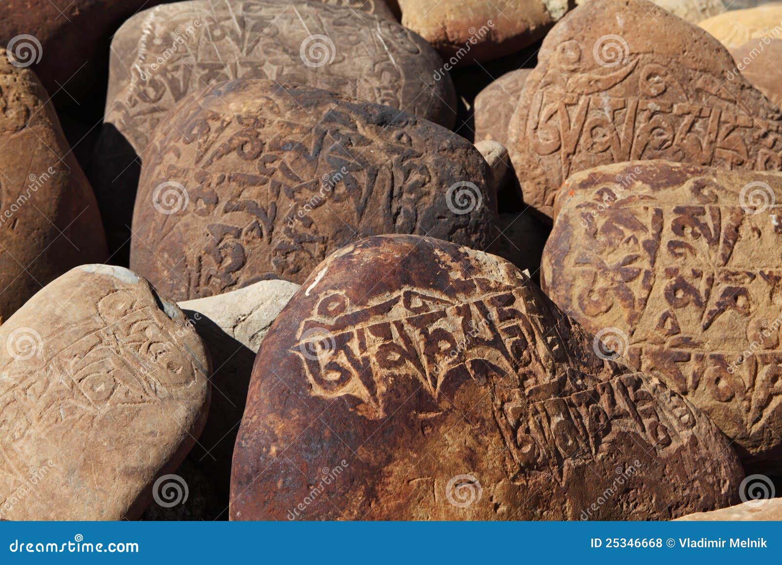 Tibetan Buddhist Stone with Mantras Stock Photo - Image of religion ...