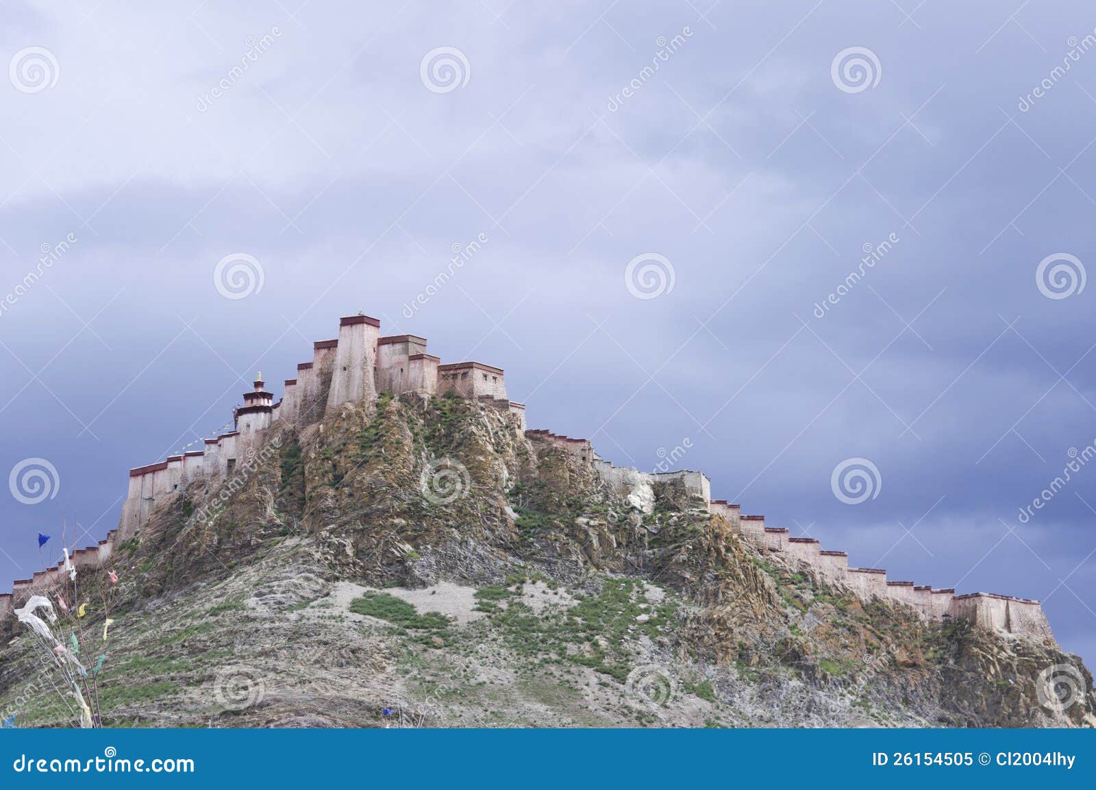The Tibetan Castle on a Mountain Stock Image - Image of jiangzi ...