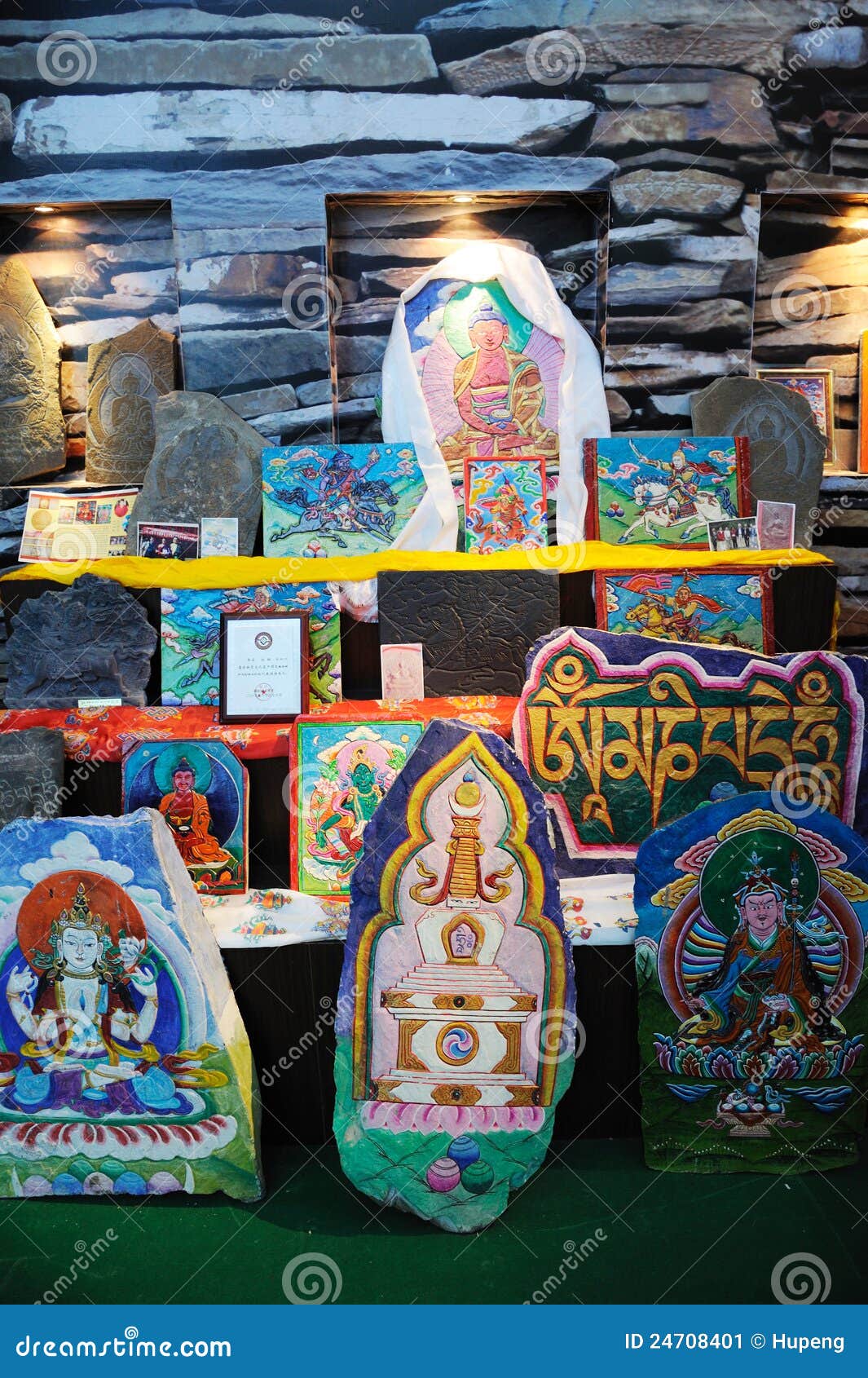 Tibetan Colored Carved Stones of Gesar S Editorial Photo - Image of ...