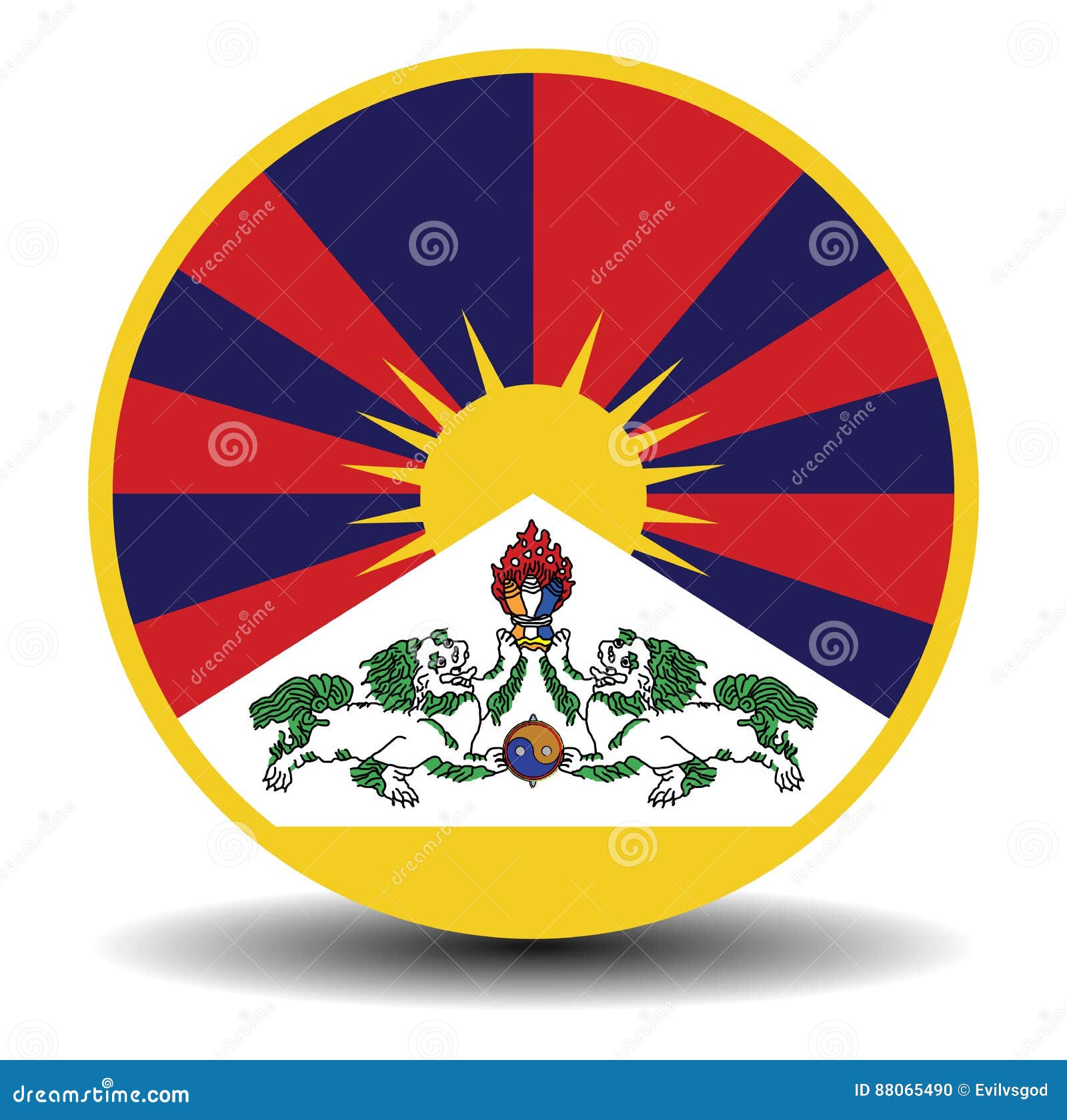 Waved Tibetan Flag Vector Illustration | CartoonDealer.com #87893690
