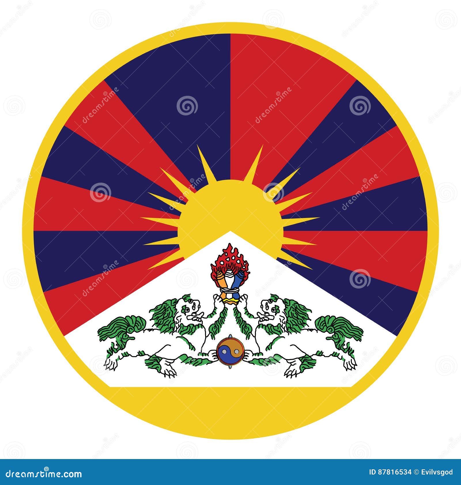 Tibetan flag in vector stock vector. Illustration of tibet - 87816534