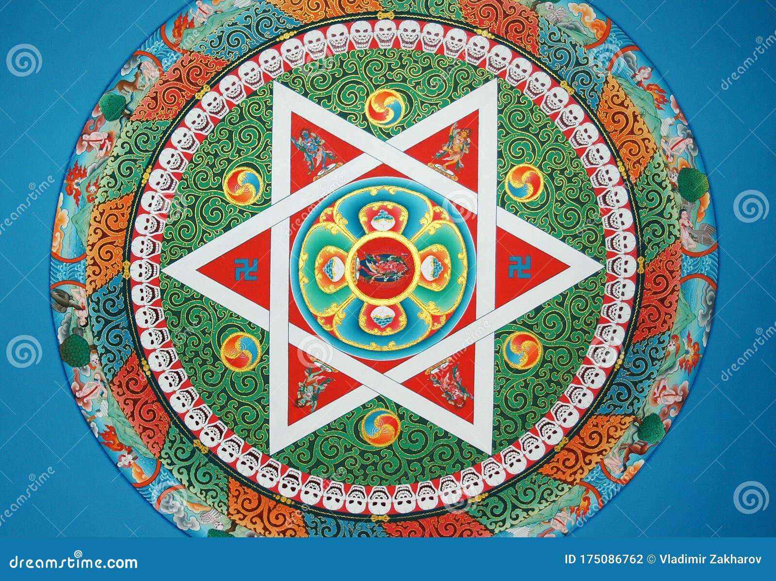 Tibetan Mandala on the Ceiling of the Monastery Stock Photo - Image of ...