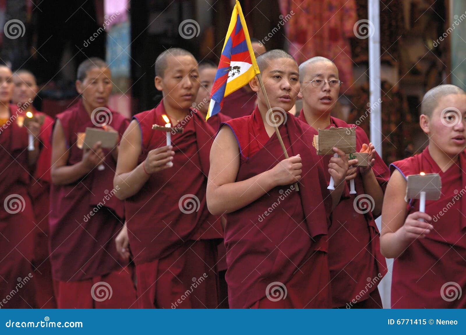 Tibetan Monks Bowing With Frankincense Smoke For Welcoming High Level ...