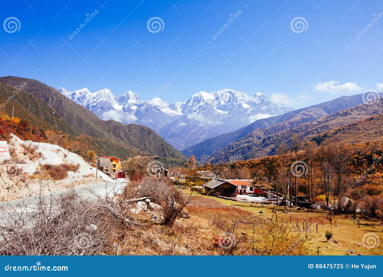 Autumn tibetan mountain stock image. Image of tibetan - 88475725