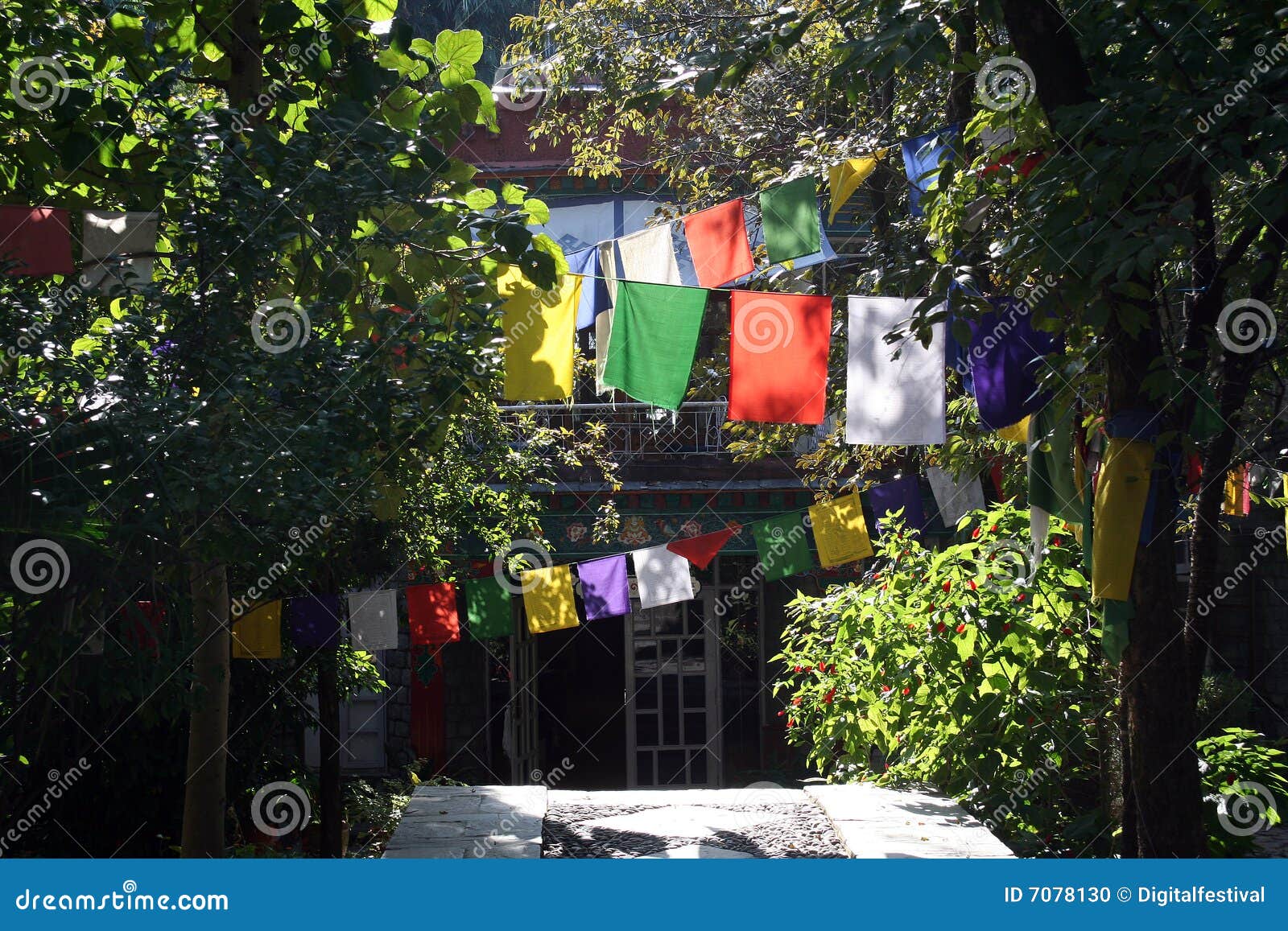 Tibetan Prayer Flags in Buddhist Monastary Stock Photo - Image of ...