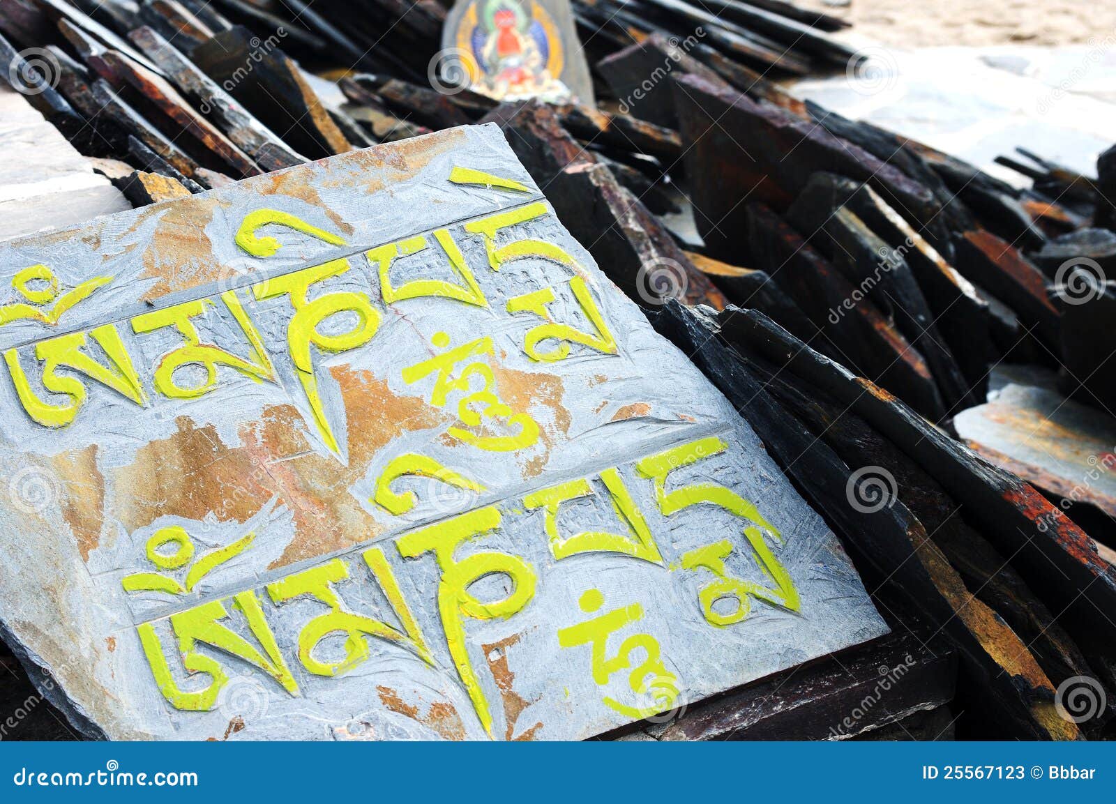 Prayer Rock In The Himalaya In Nepal Showing A Nepali And German Flag ...