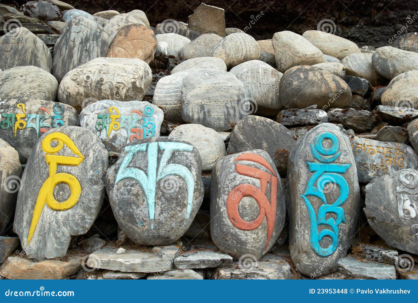 Tibetan prayer stones stock photo. Image of pebbles, orient - 23953448