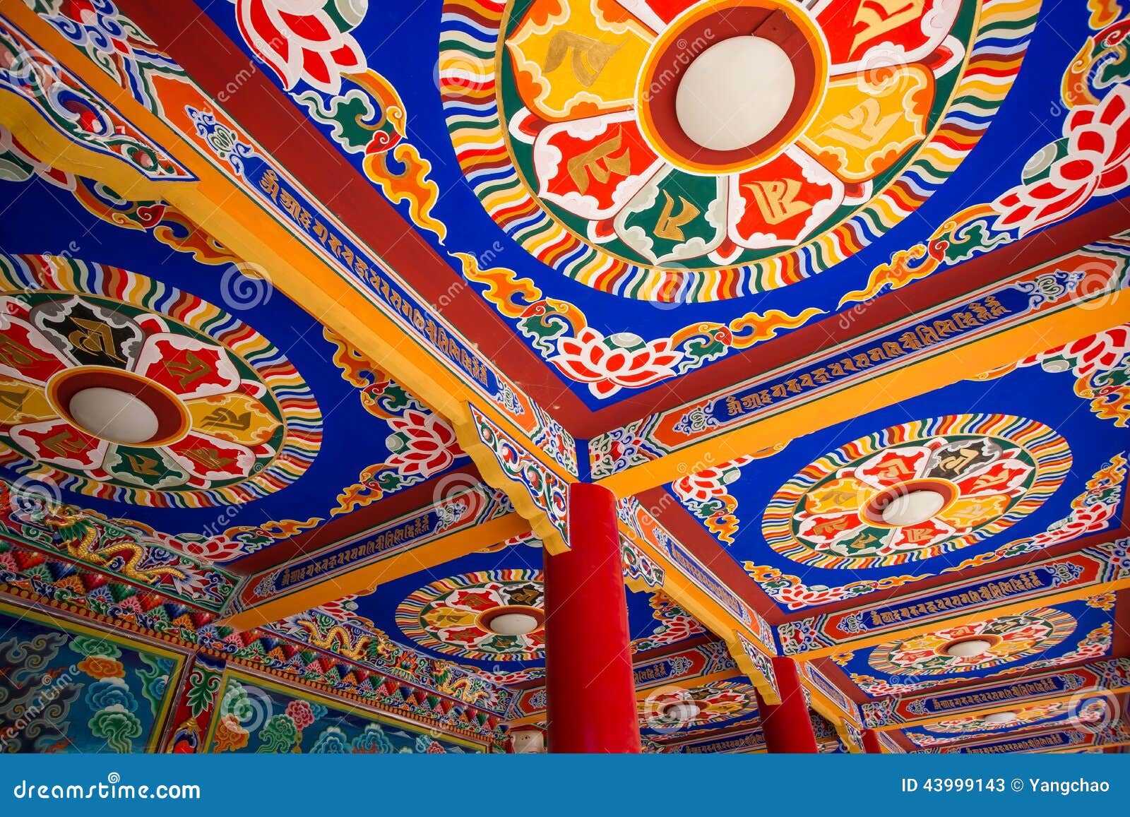 Tibetan temple ceiling stock image. Image of decorative - 43999143