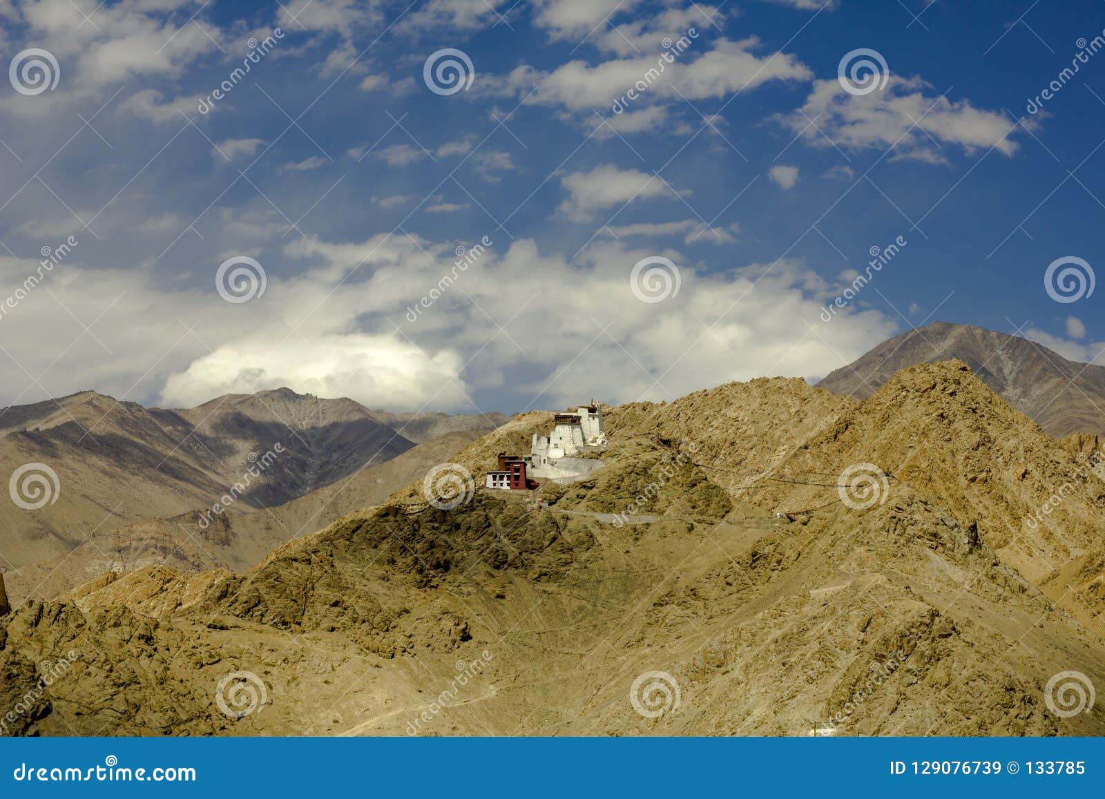 A Tibetan Temple on a Desert Mountain Stock Image - Image of arid, sand ...