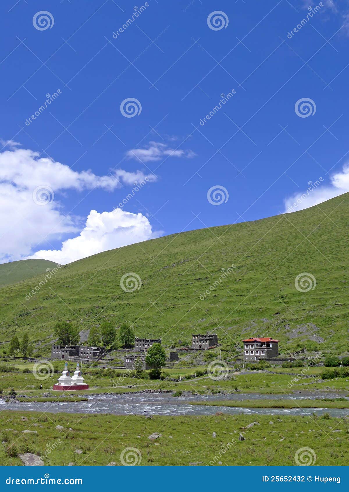 Tibetan village stock photo. Image of hills, ecology - 25652432