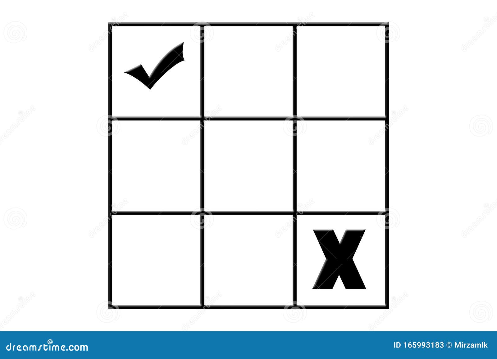 Tic Tac Game with a Single Tick and a Single Cross on the Boxes ...