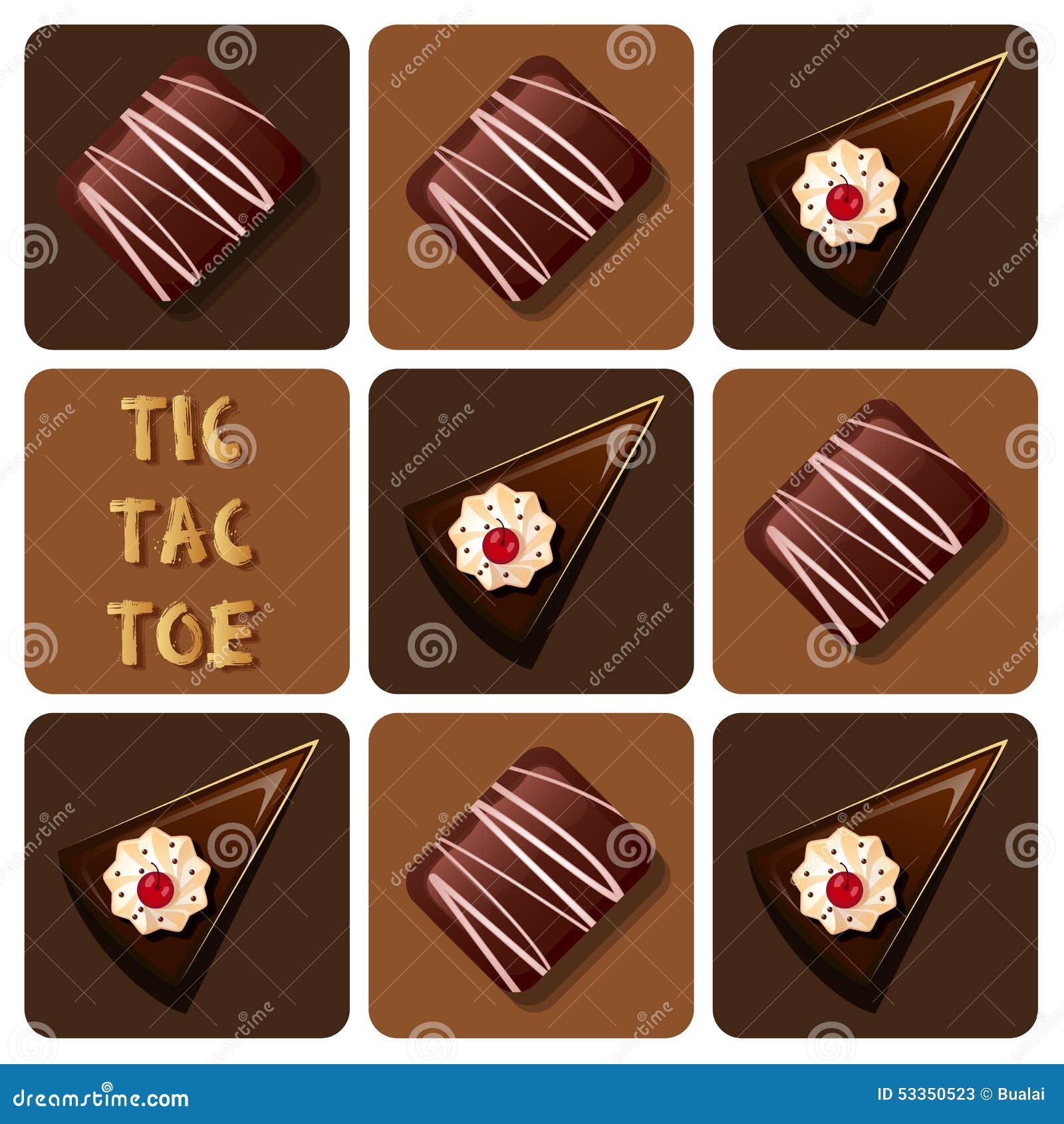 Tic-Tac-Toe of Chocolate and Cake Stock Vector - Illustration of game ...