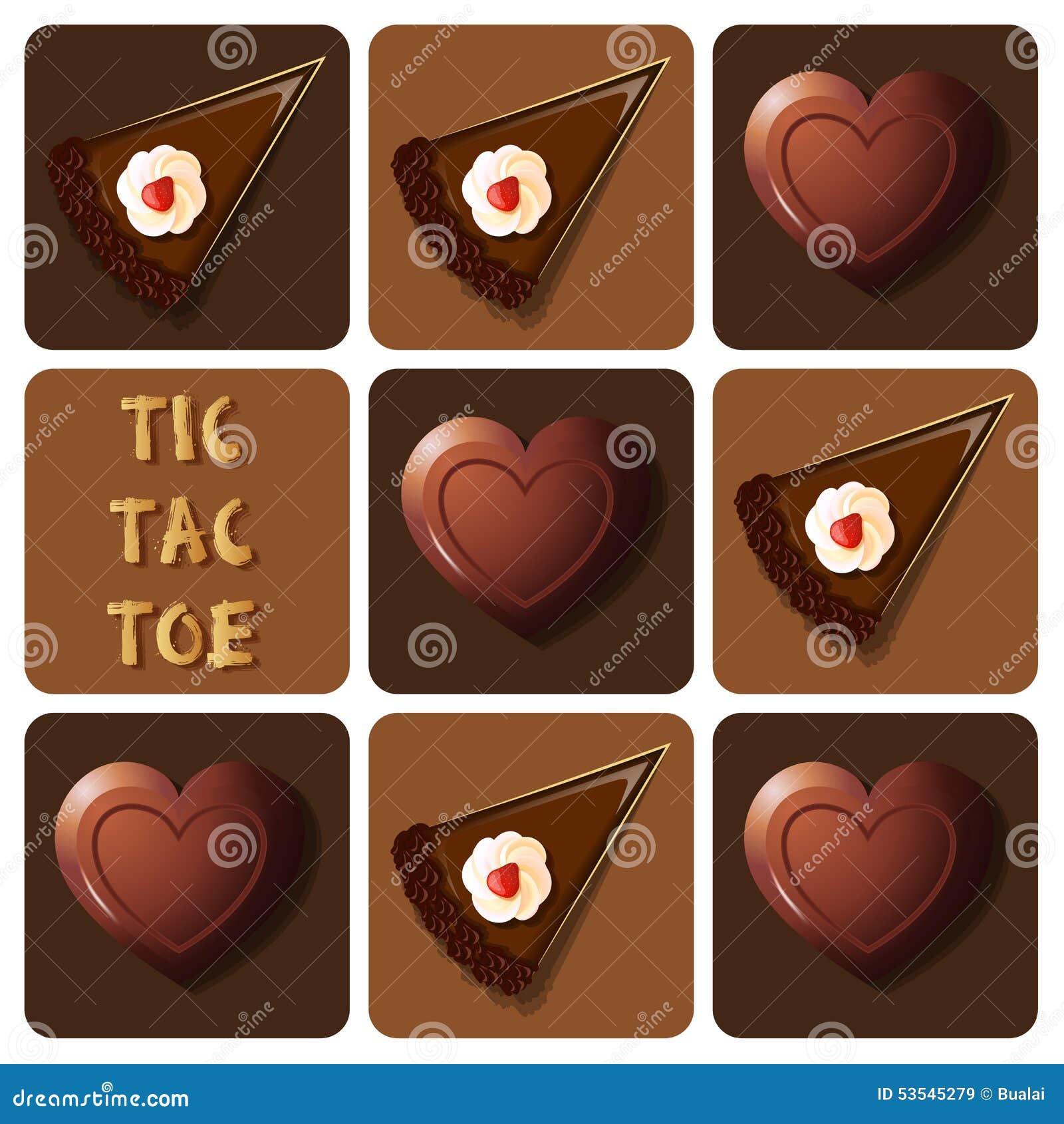 Tic-Tac-Toe Of Chocolate And Cake Cartoon Vector | CartoonDealer.com ...