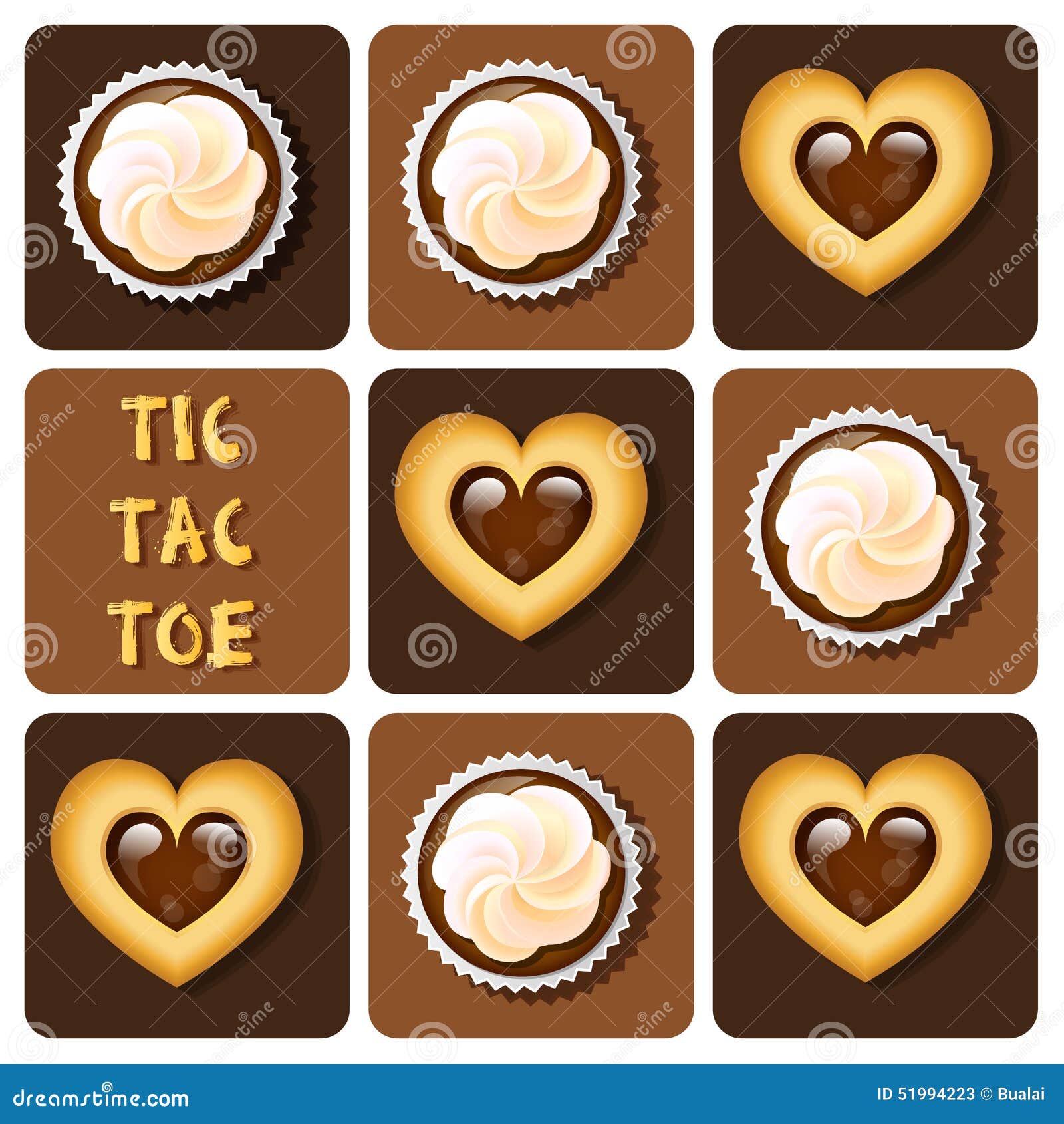 Tic-Tac-Toe of Cookie and Cup Cake Stock Vector - Illustration of ...