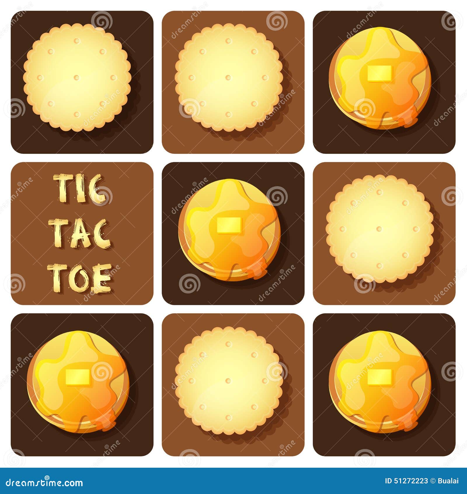 Tic-Tac-Toe Of Cracker And Pancake Cartoon Vector | CartoonDealer.com ...