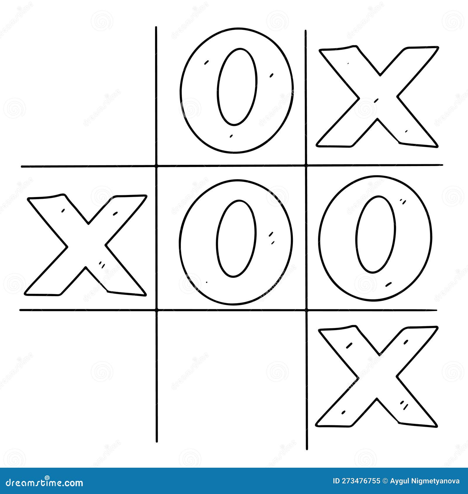 Tic-tac-toe Game in Hand Drawn Doodle Style. Vector Illustration ...