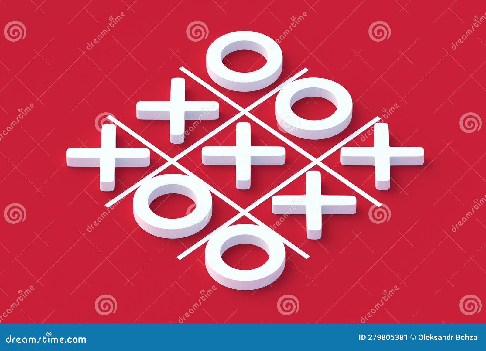 Tic Tac Toe Game on Red Background. Funny Leisure Stock Illustration ...