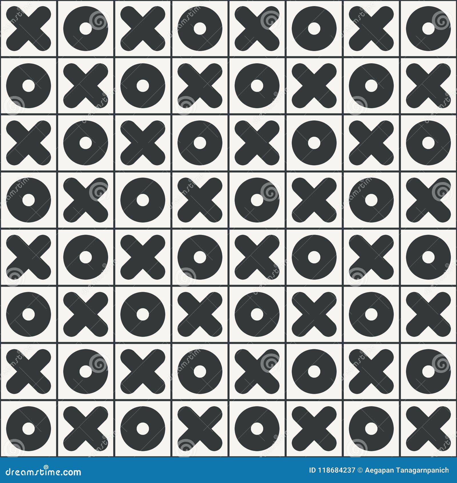 Tic Tac Toe Game Seamless Abstract Pattern Monochrome or Two Col Stock ...