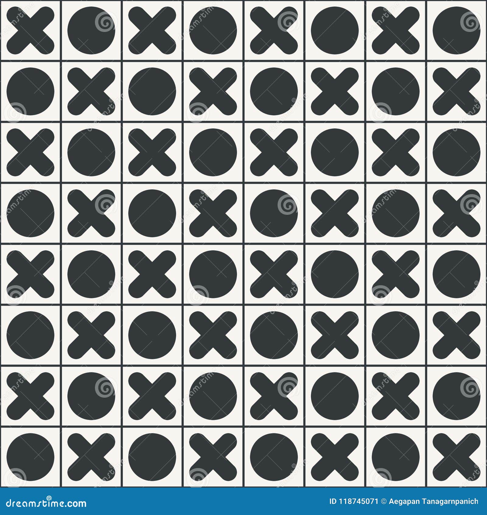 Tic Tac Toe Game Seamless Abstract Pattern Monochrome or Two Col Stock ...