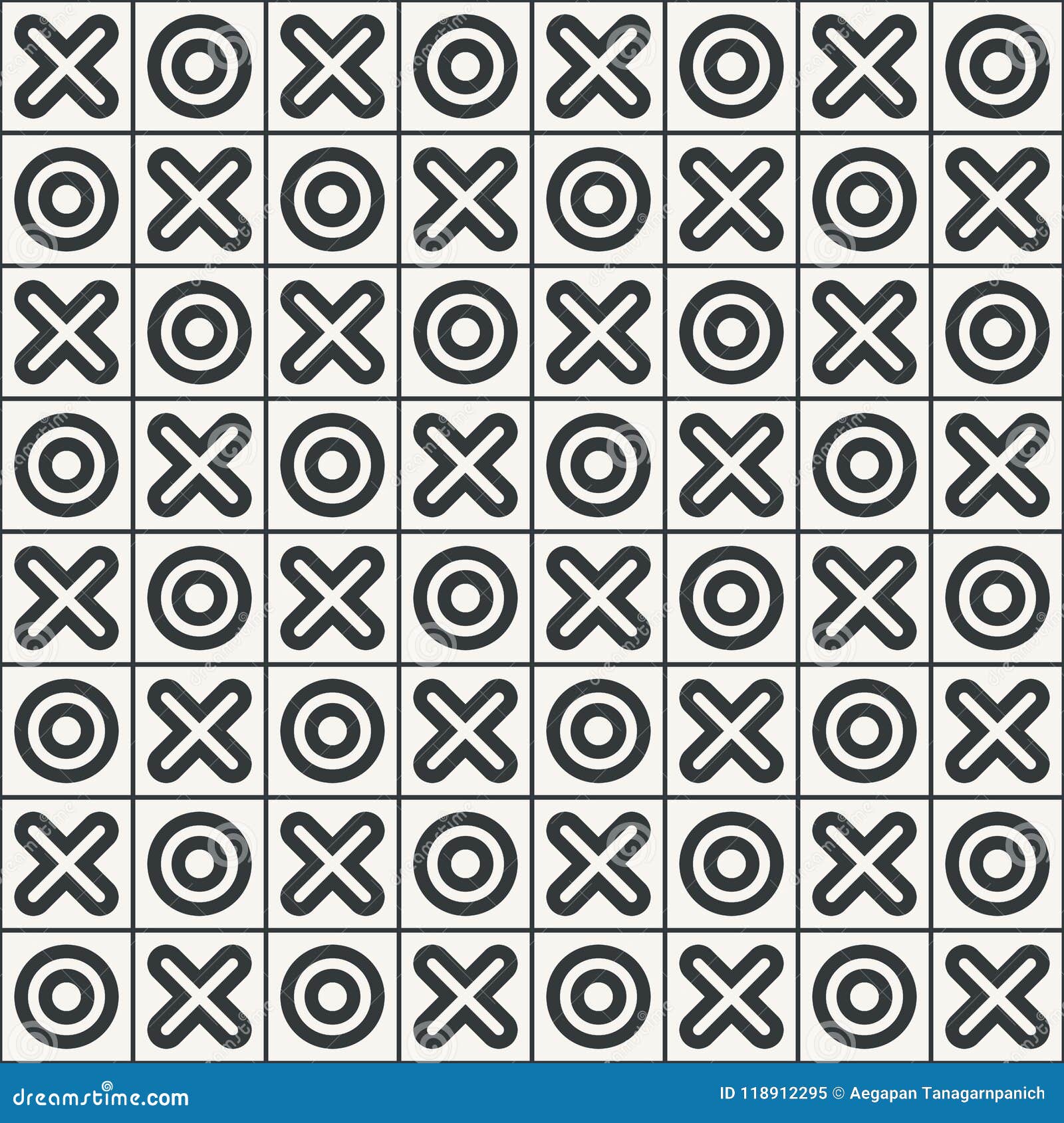 Tic Tac Toe Game Seamless Abstract Pattern Monochrome or Two Col Stock ...