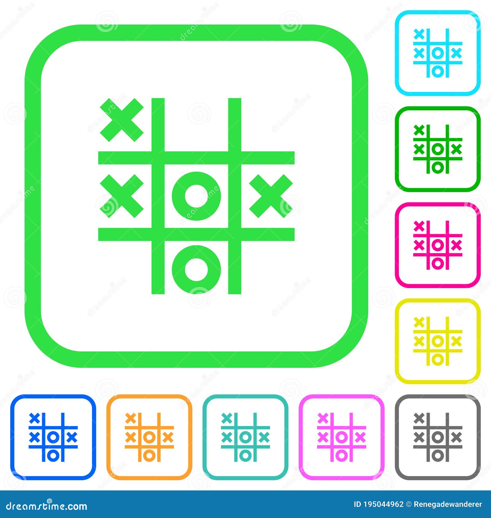 Tic Tac Toe Game Vivid Colored Flat Icons Stock Vector - Illustration ...