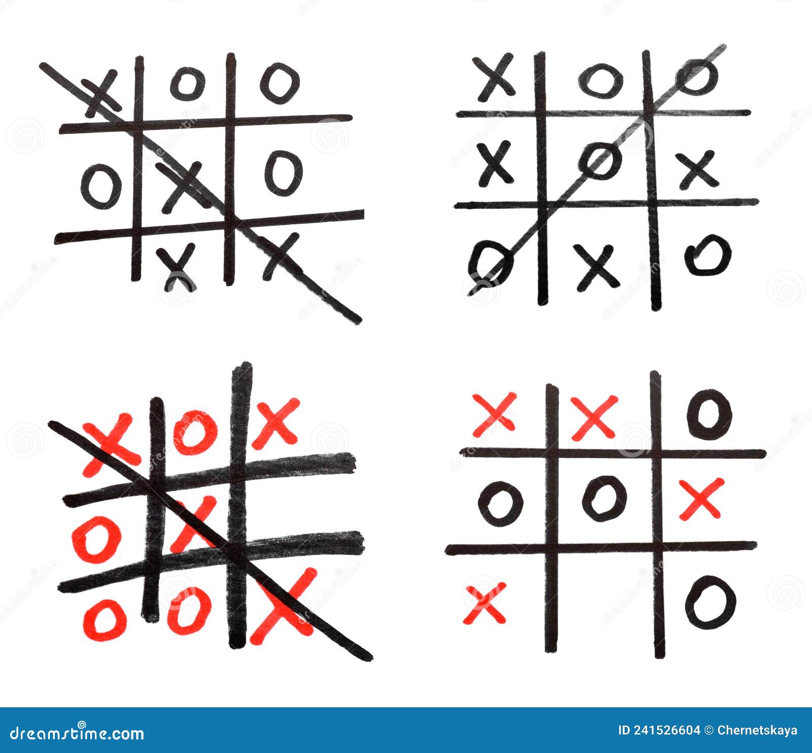 Tic Tac Toe Game on White Background, Collage Stock Photo - Image of ...