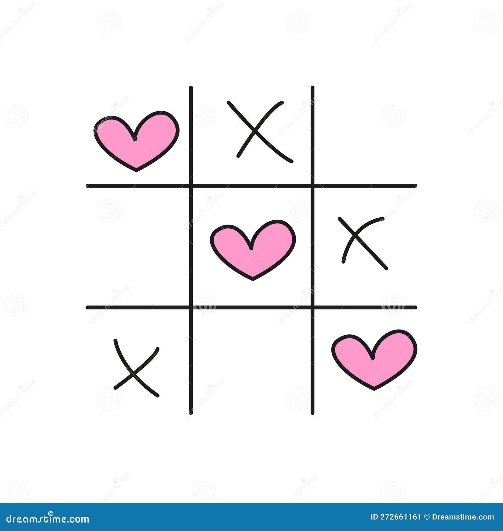 Tic Tac Toe - Love wins stock illustration. Illustration of cute ...
