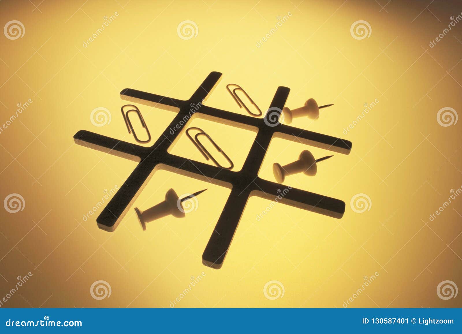 Tic-Tac-Toe with Paperclips and Drawing Pins Stock Image - Image of ...
