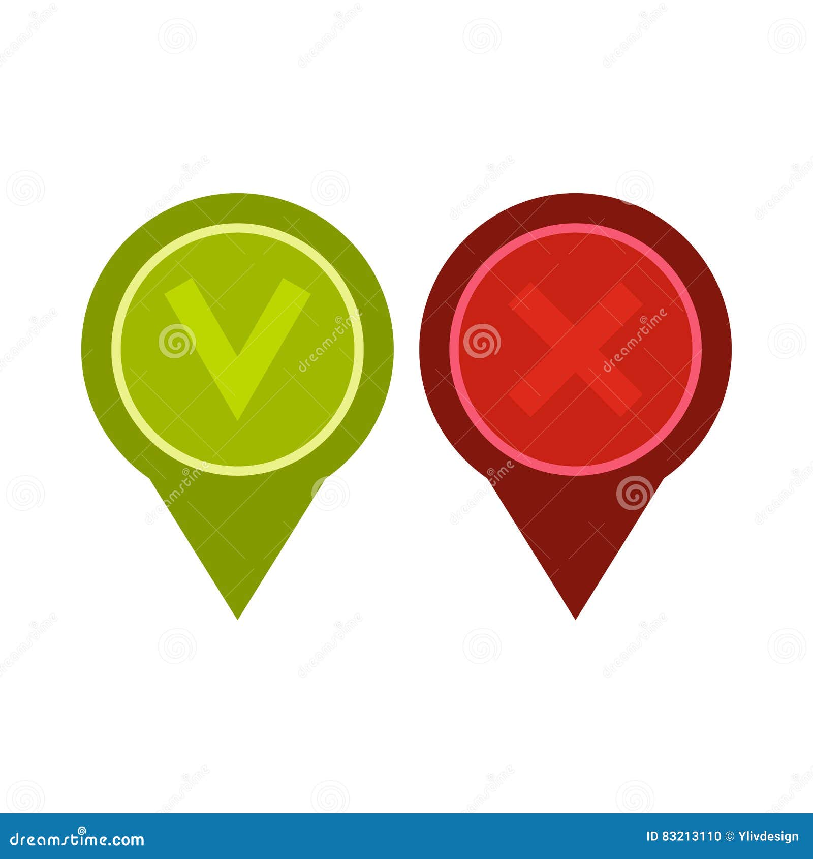 Tick Affirmative And Negative Icon White Vector Illustration ...