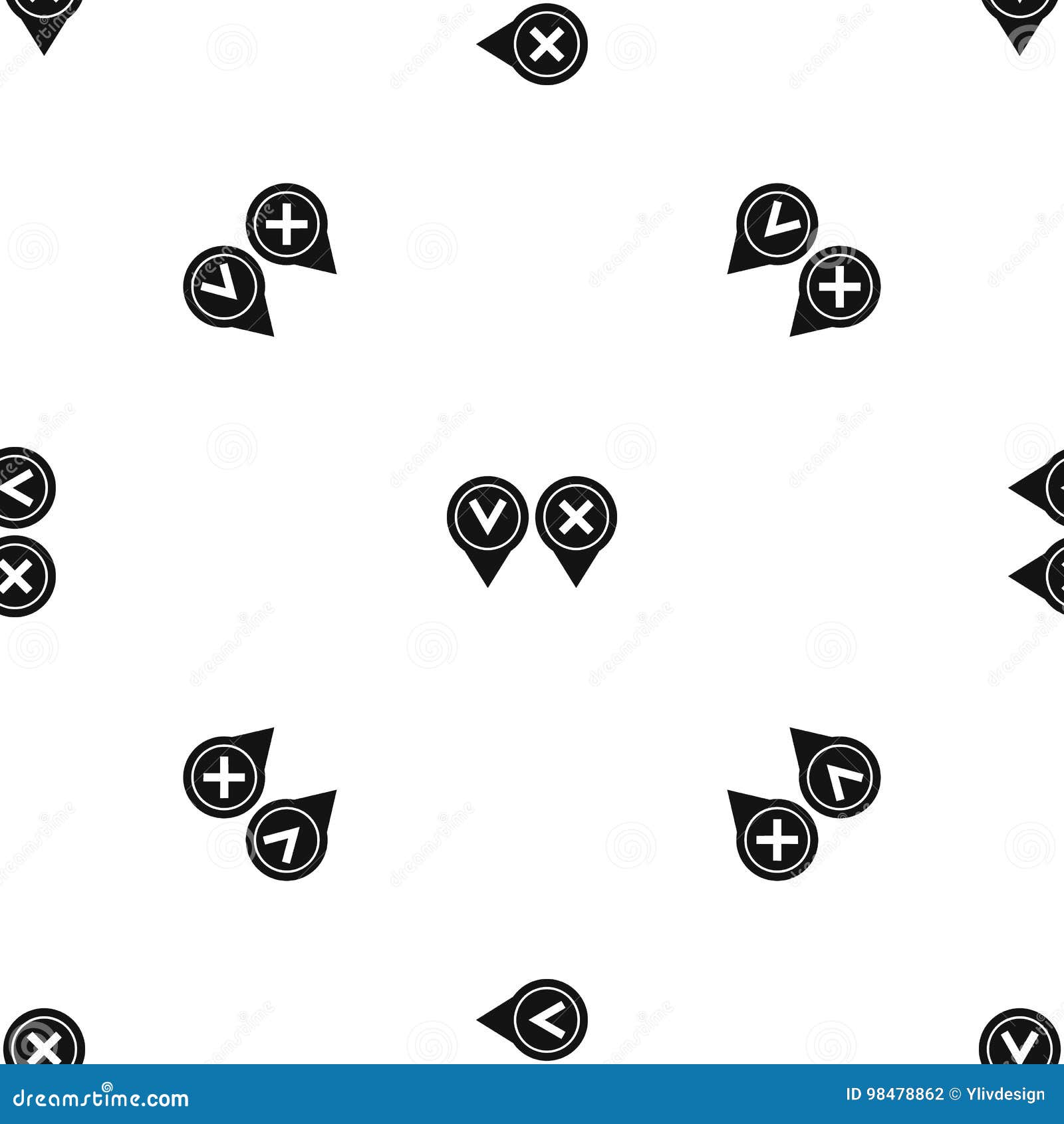 Tick Affirmative And Negative Pattern Seamless Black Vector ...