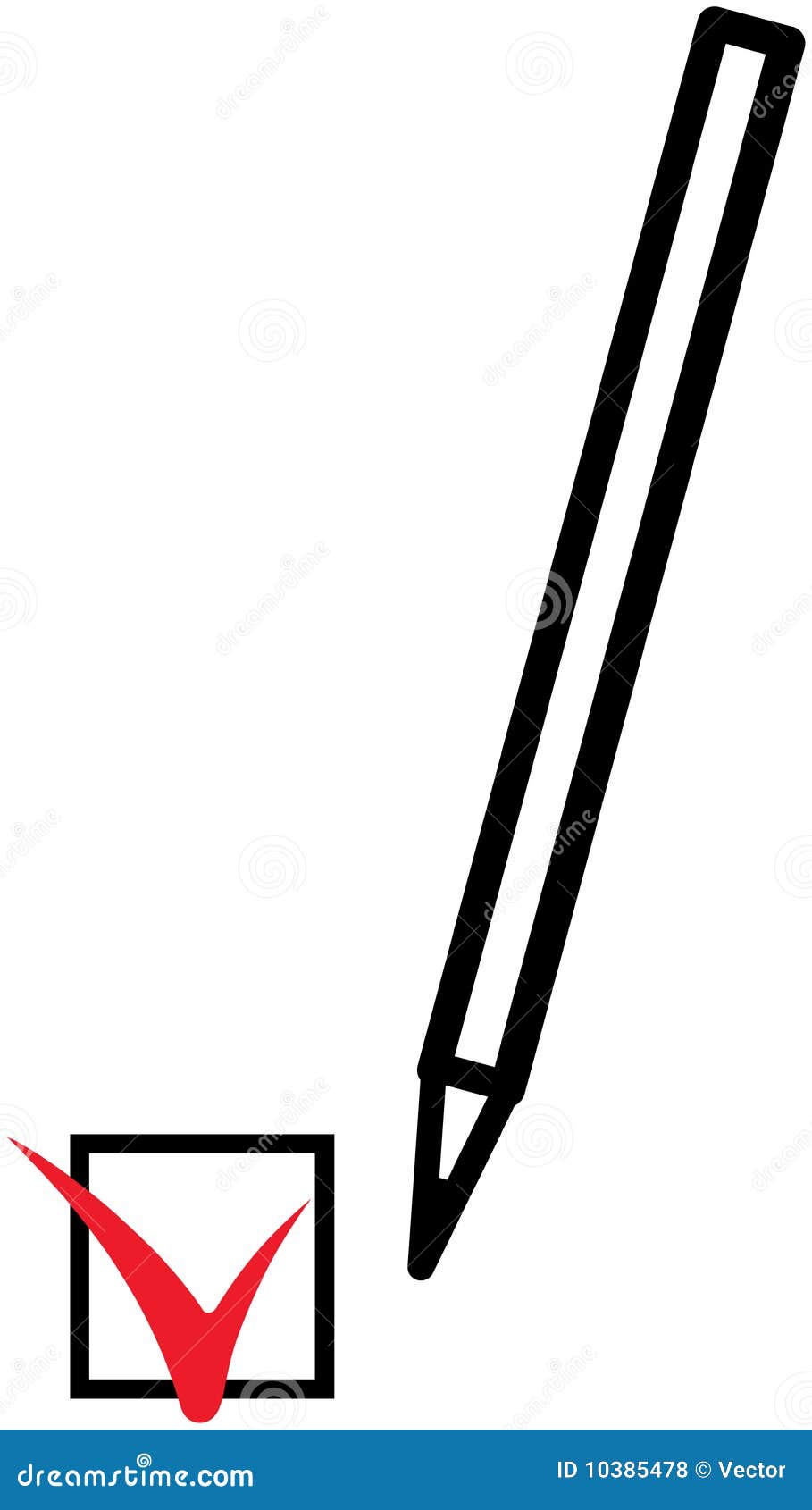 Tick Box stock vector. Illustration of pencil, questionnaire - 10385478