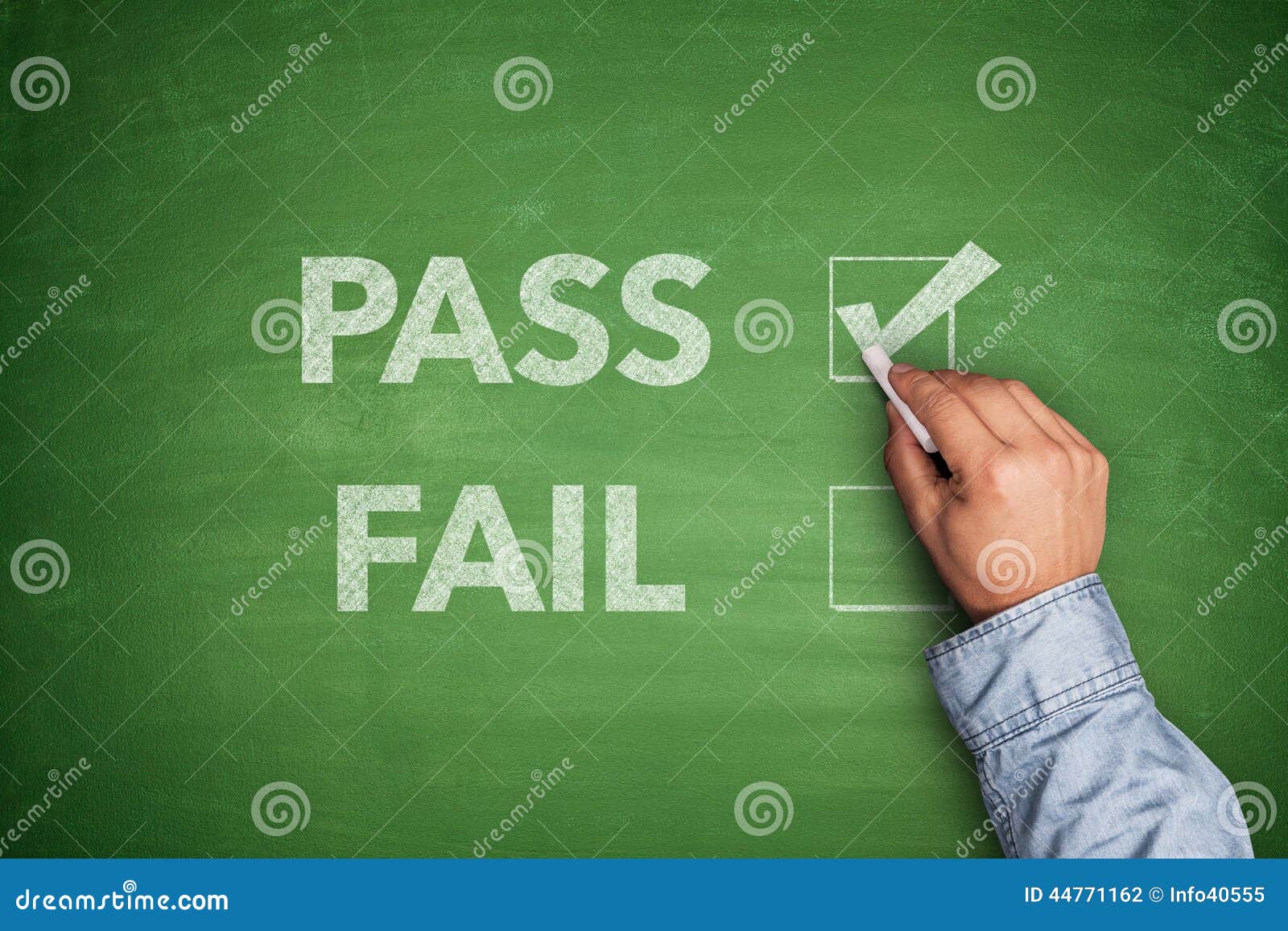 Tick Boxes for Pass or Fail on Blackboard Stock Photo - Image of ...