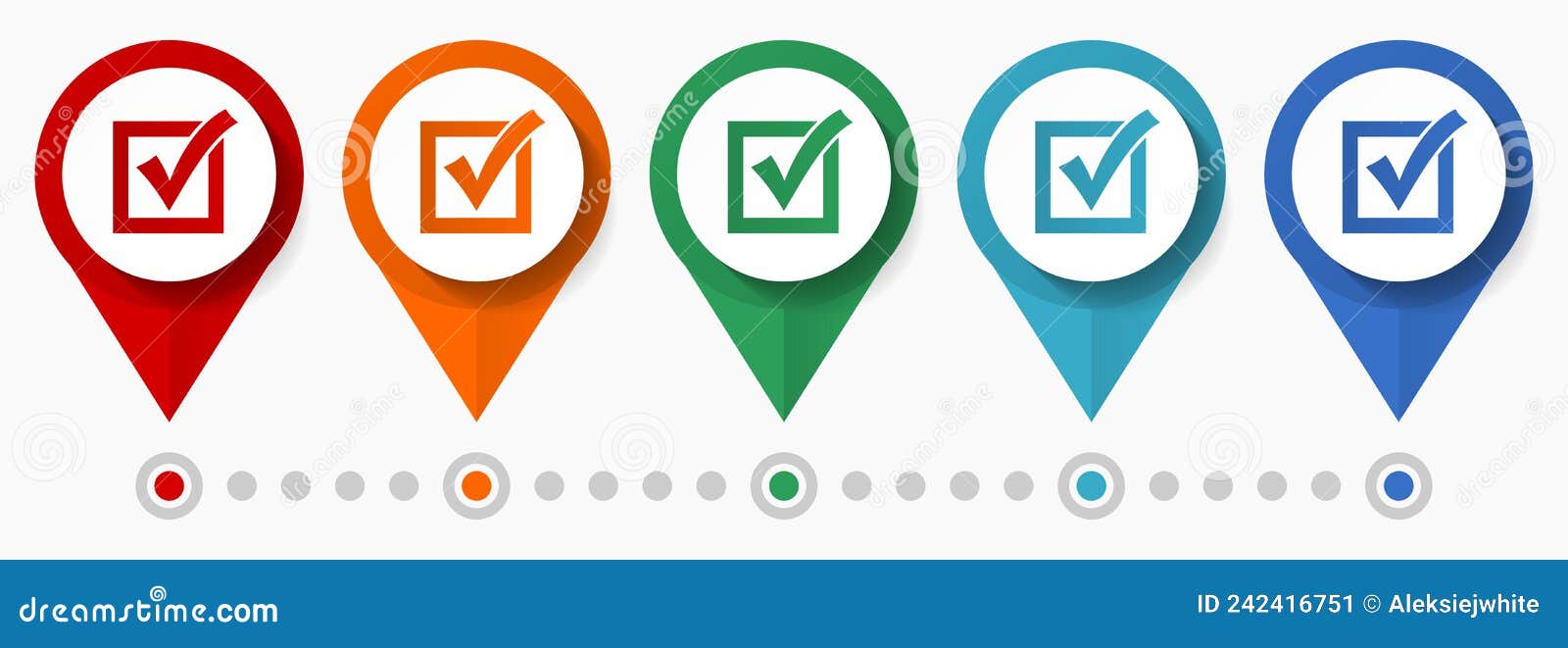 Tick, Check Concept Vector Icon Set, Flat Design Box Mark Pointers ...