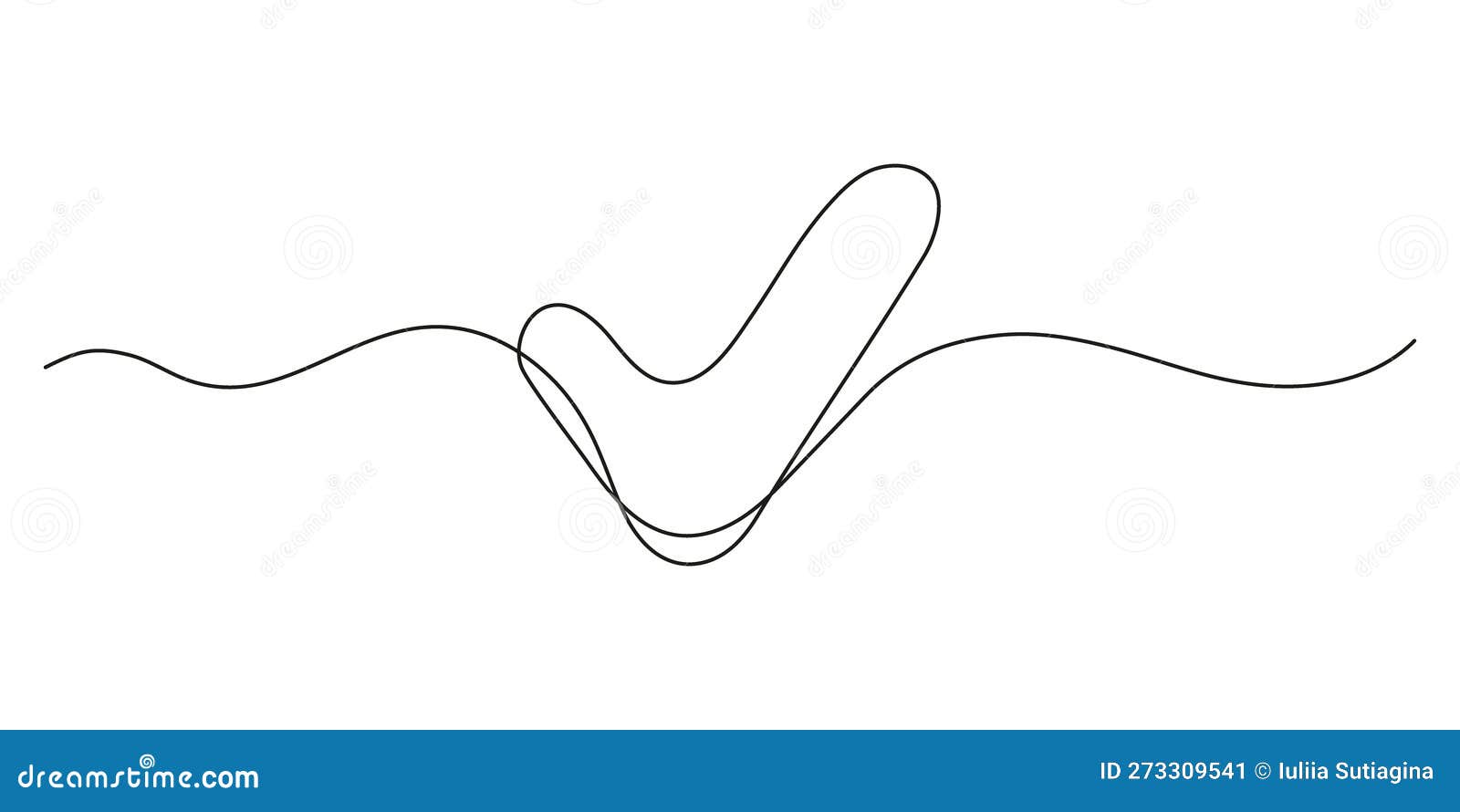 Tick, Check Mark Continuous One Line Drawing. Approved and Verification ...