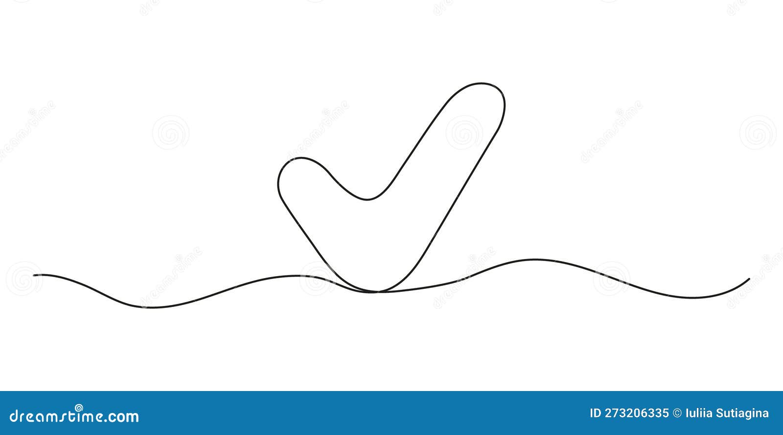 Tick, Check Mark Continuous One Line Drawing. Approved and Verification ...