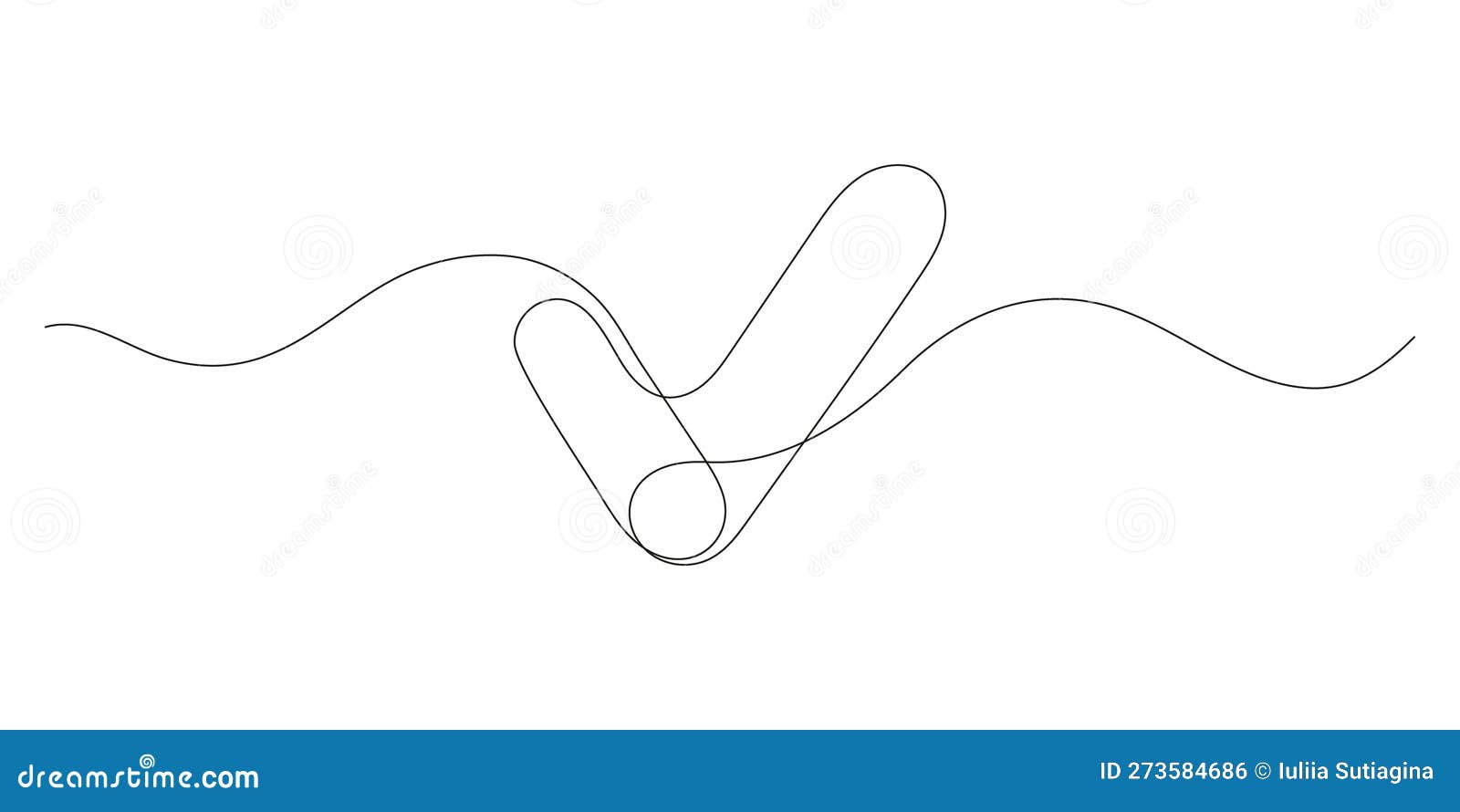 Tick, Check Mark Continuous One Line Drawing. Approved and Verification ...