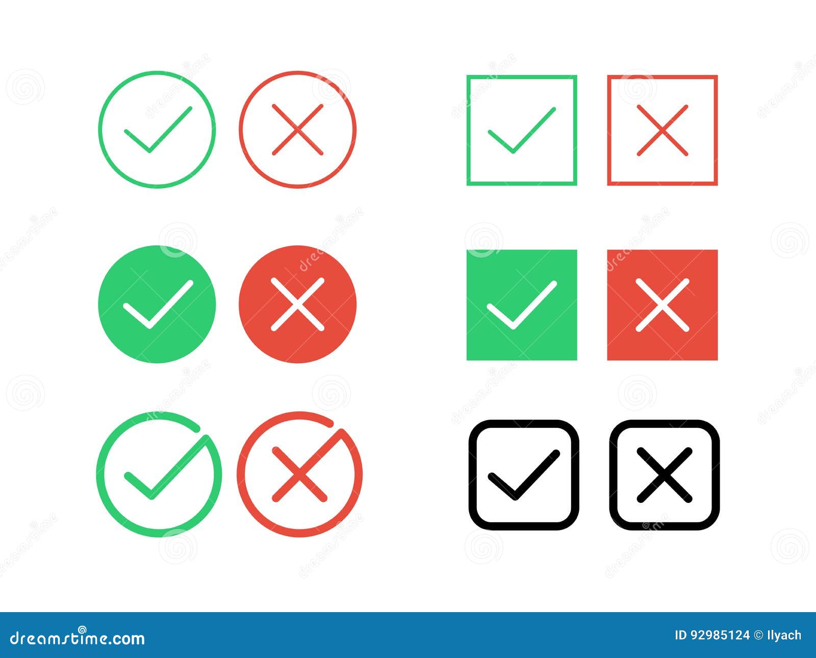 Tick Check Mark and Decline Cross Vector Icons for Internet Buttons ... Tick Check Mark and Decline Cross Vector Icons for Internet Buttons ...