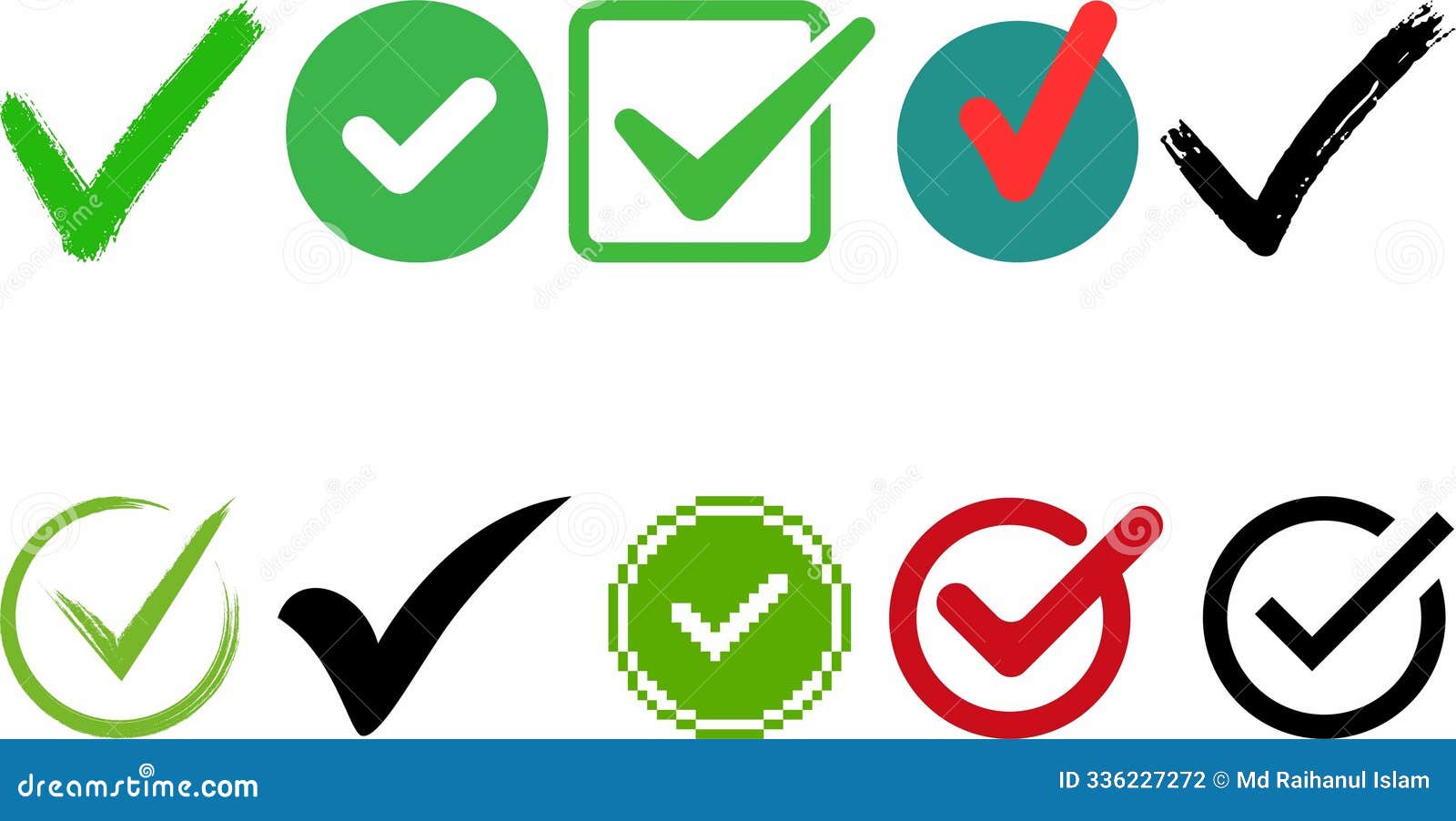 Tick Check Mark Icon Set Collection Vector Illustration | CartoonDealer ...