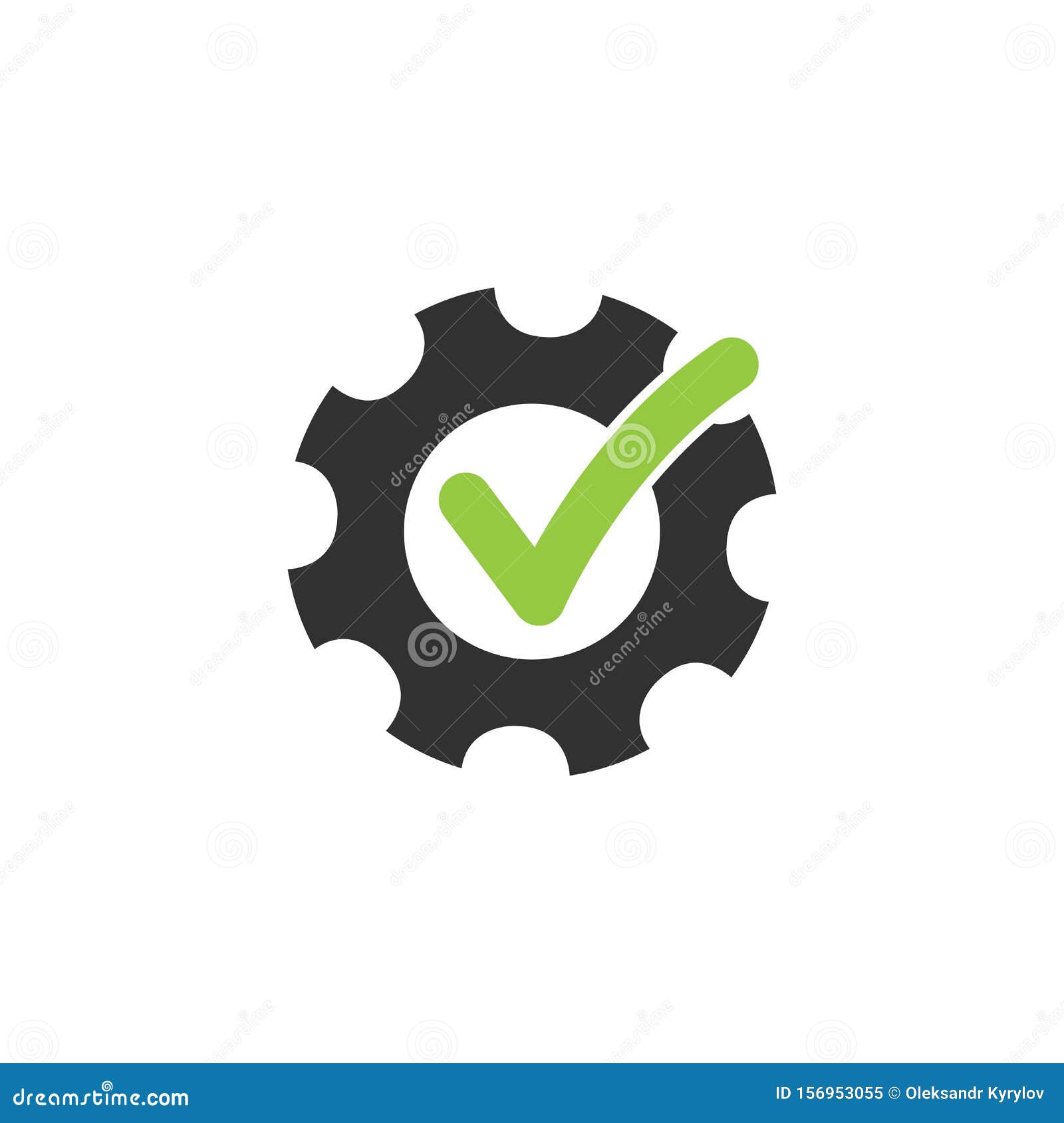 Tick Or Checkmark In The Gear. Abstract Technical Vector Icon ...