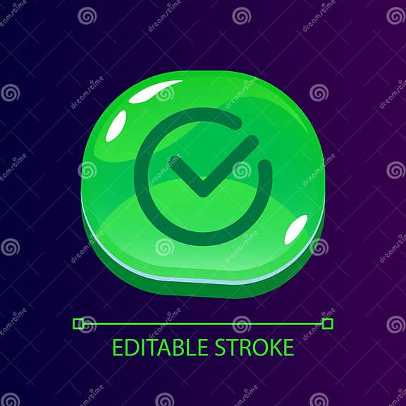 Tick in Circle Glossy Ui Button with Linear Icon Stock Vector ...