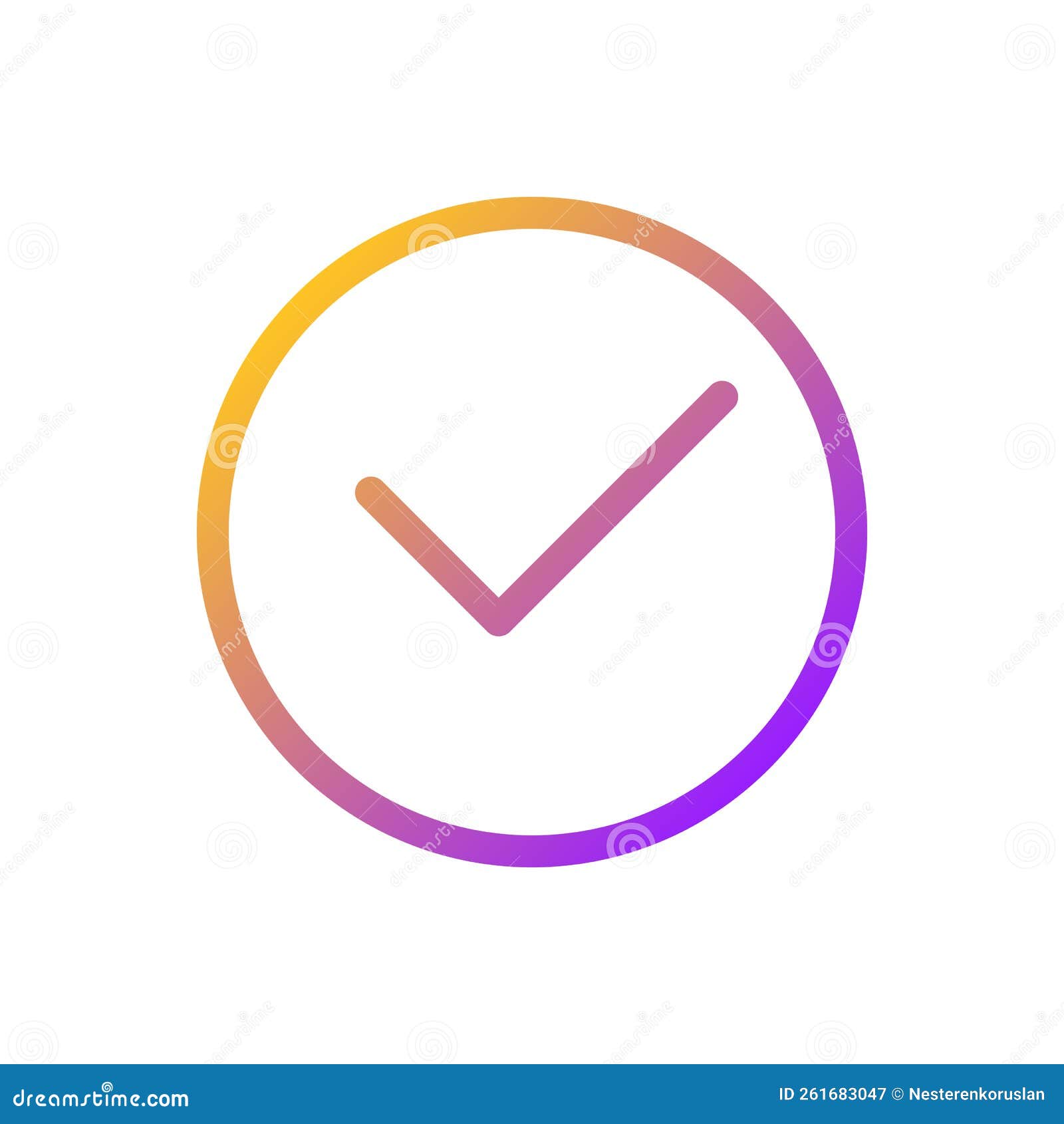 Tick in Circle Pixel Perfect Gradient Linear Ui Icon Stock Vector - Illustration of approved ...