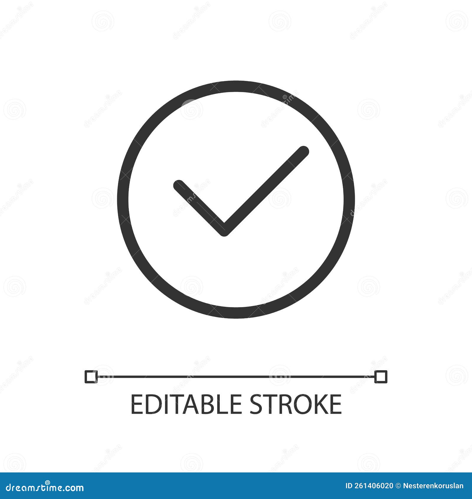 Tick in Circle Pixel Perfect Linear Ui Icon Stock Vector - Illustration ...