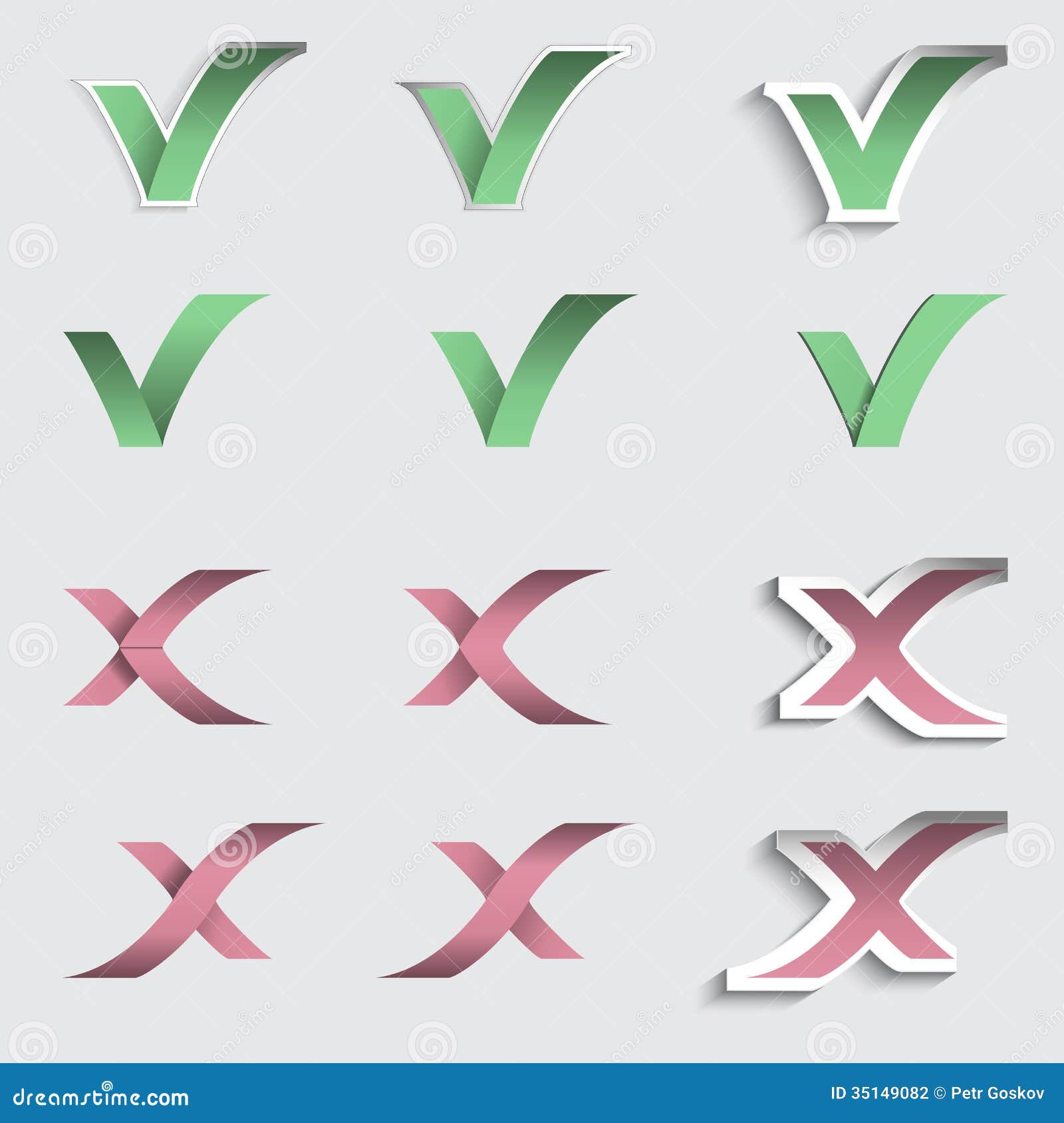 Tick and Cross. Check Mark Vector Stickers. Stock Vector - Illustration ...