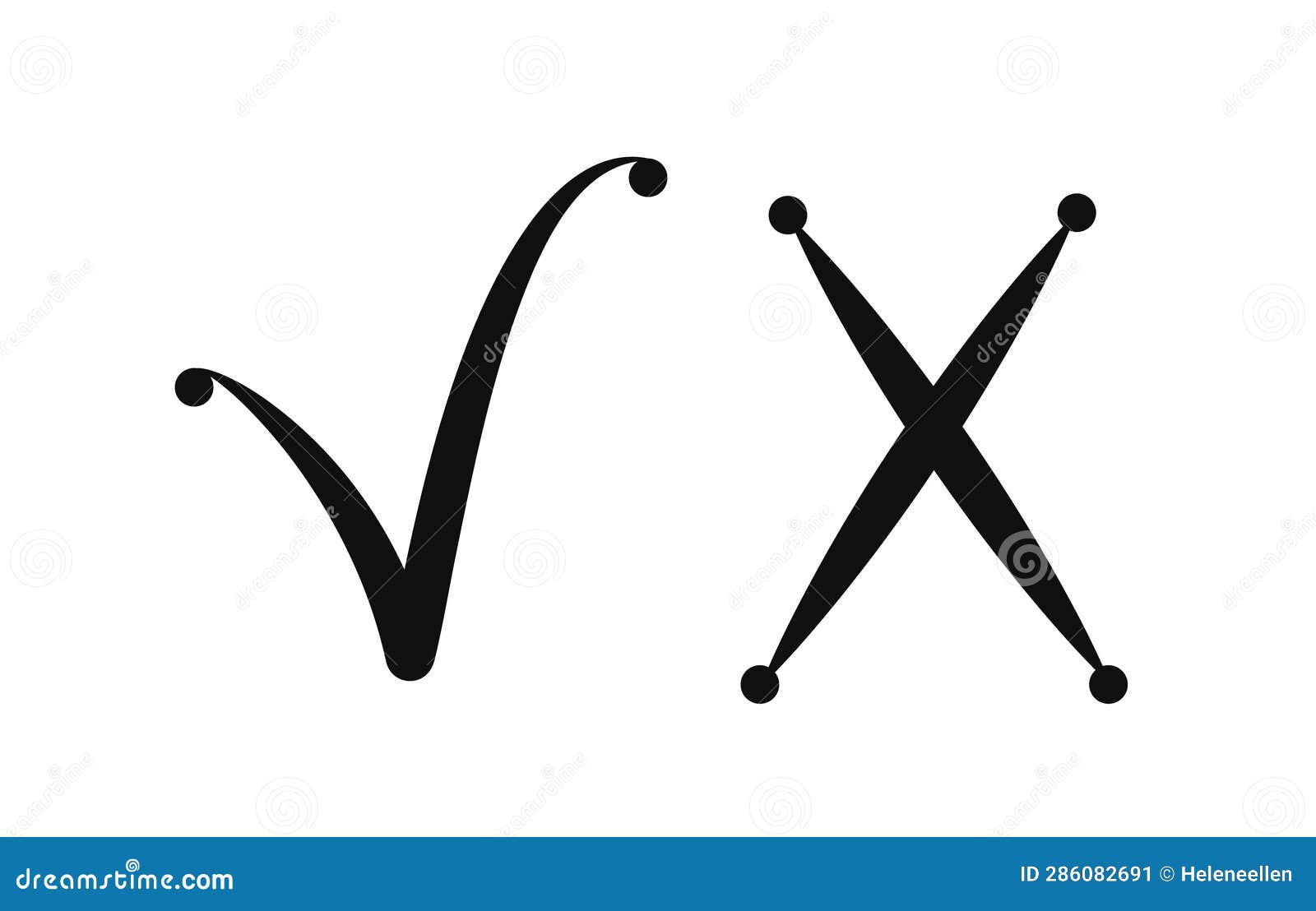 Tick and Cross Check Marks Simple Doodle Vector Illustration Stock ...