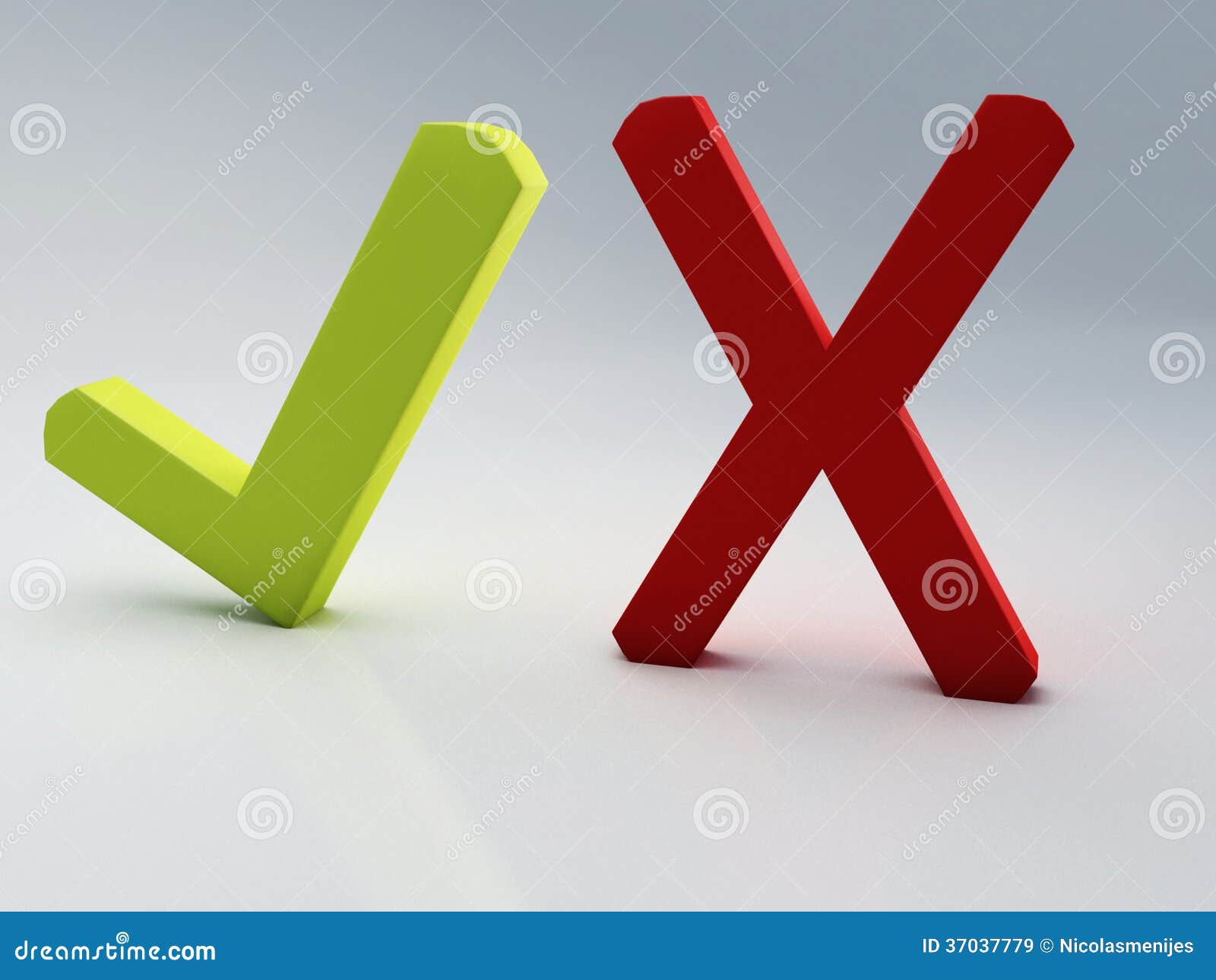 Tick and Cross, 3d Illustration Stock Illustration - Illustration of ...