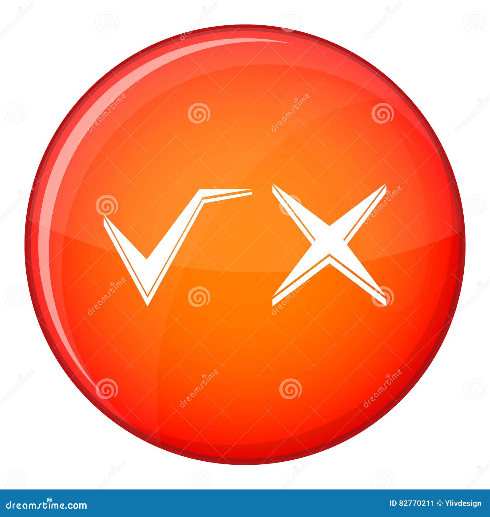 Tick and Cross Icon, Flat Style Stock Vector - Illustration of concept ...